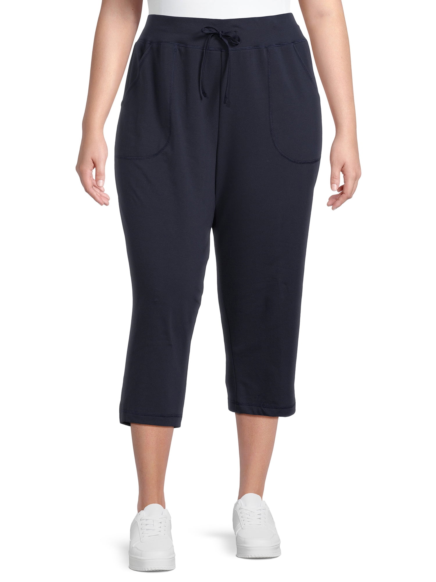 Athletic Works Women's Plus Core Knit Capri Pants with Pockets, Sizes ...
