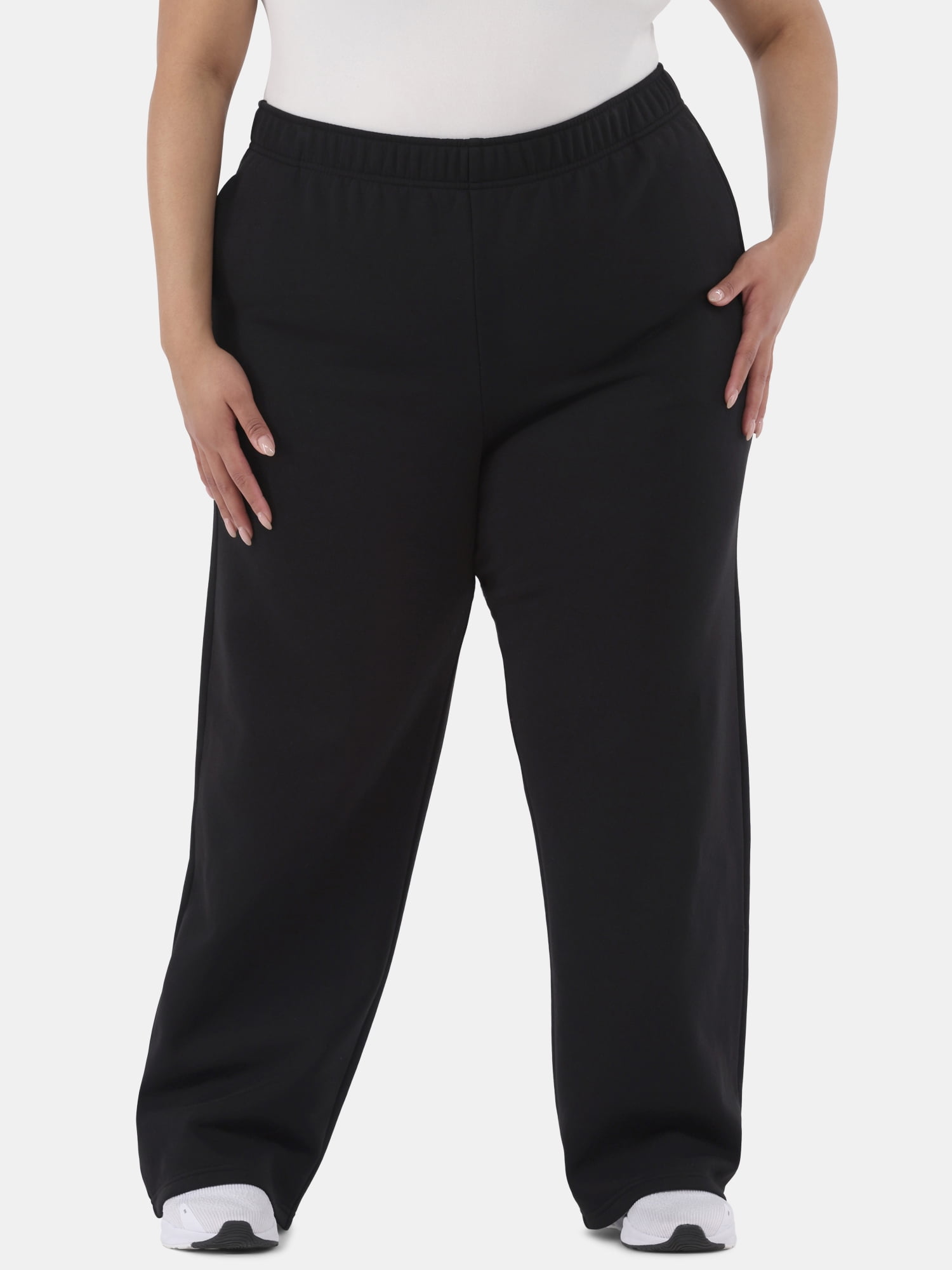 Athletic Works Women's Plus Size Fleece Sweatpants with Pockets, Sizes ...