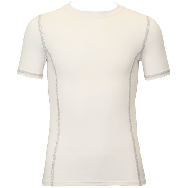 Athletic Works Youth Unisex Compression Crewneck Tee, Small, White ...