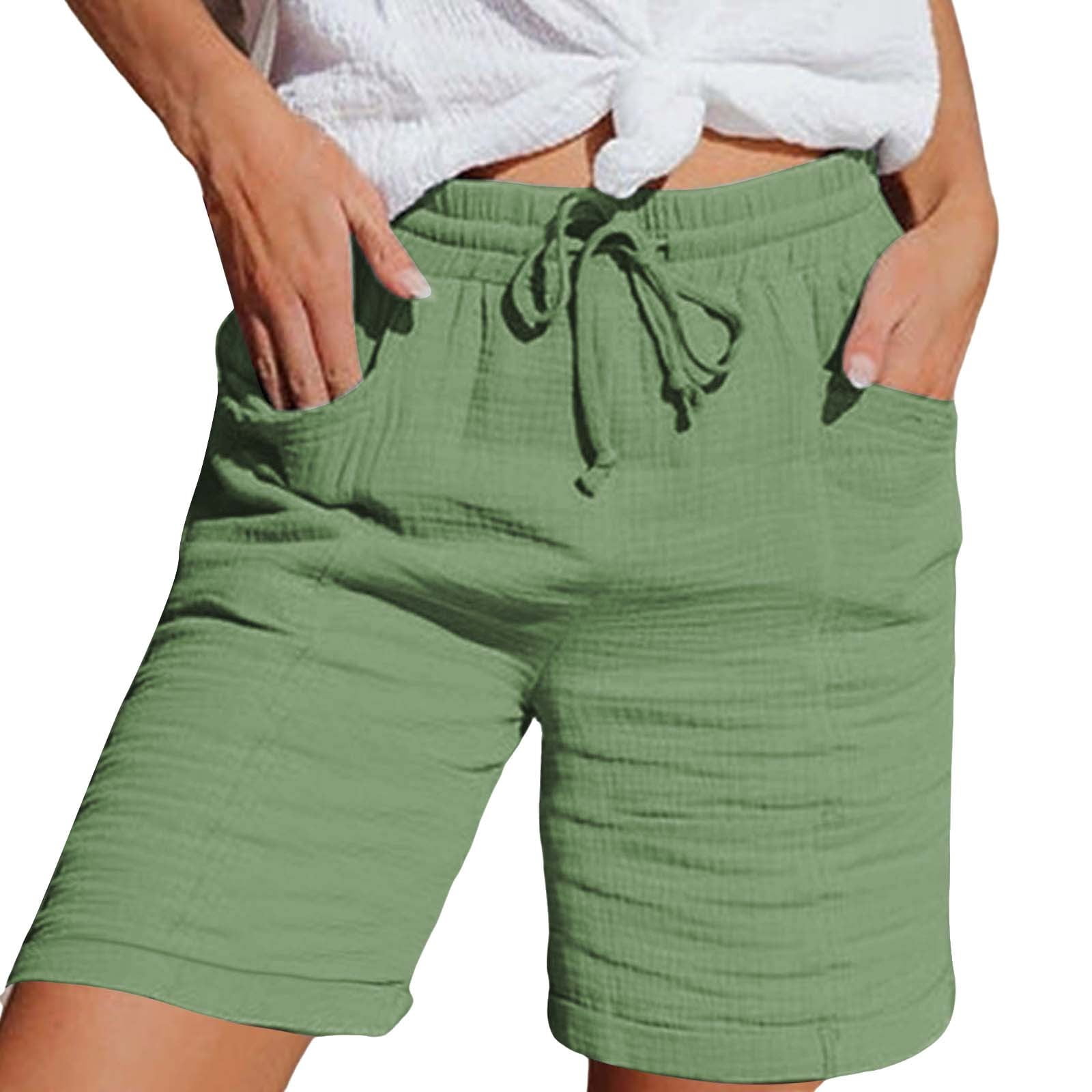 Athletic shorts for Women Ladies Casual Pocket Thin Outer Wear Elastic ...
