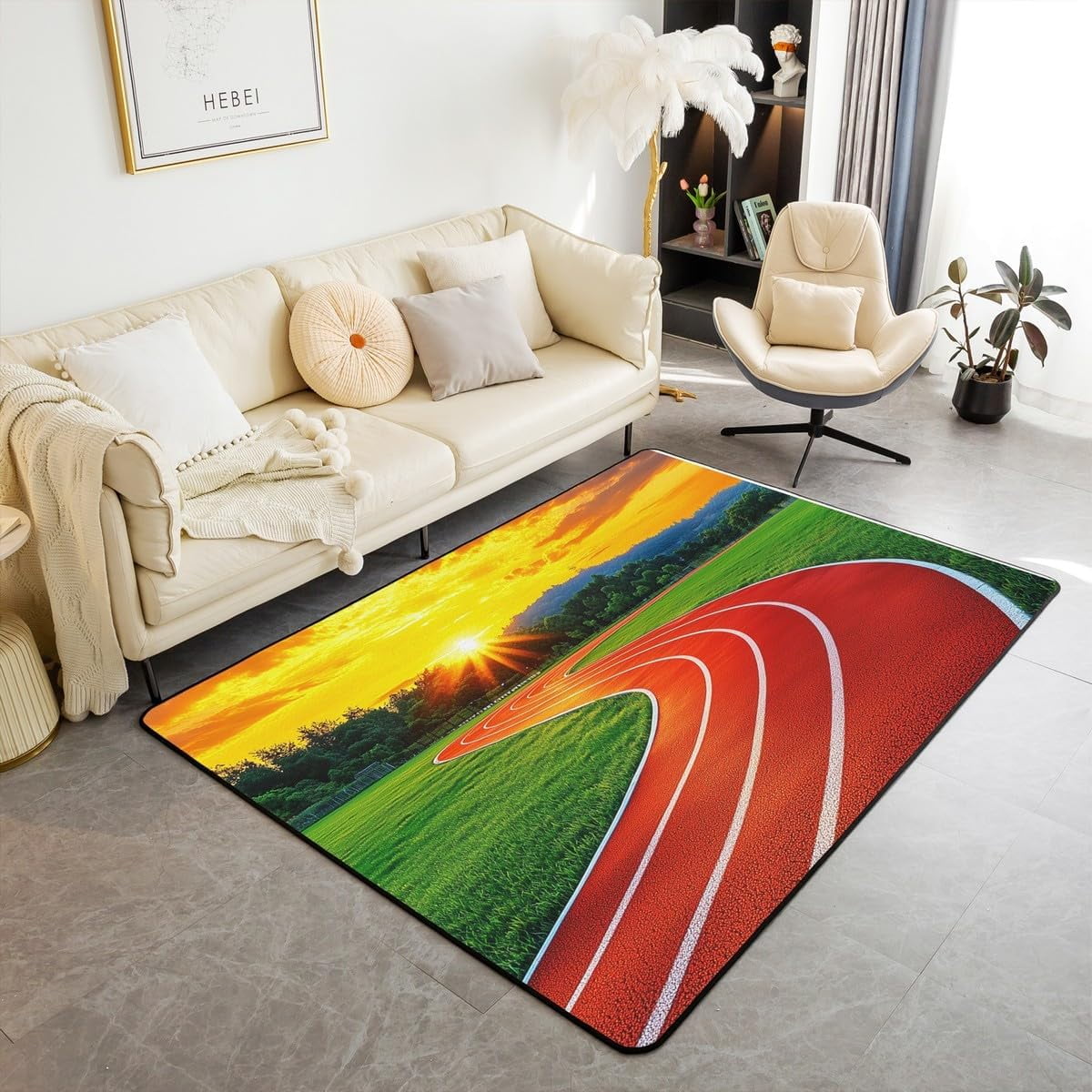 Athletics Area Rug,Playground Running Track Modern Sports Game Rugs For ...