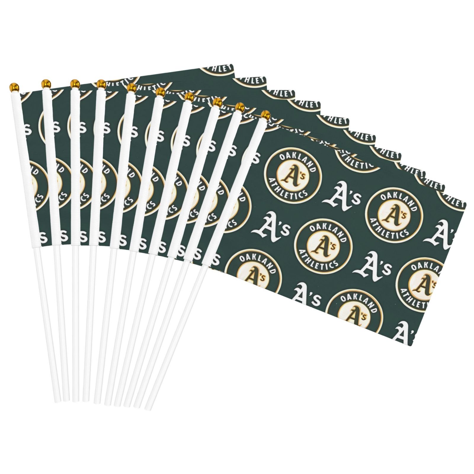 Athletics Baseball Team Double Sided Hand Waving Flag(Pack of 6 or 10 ...