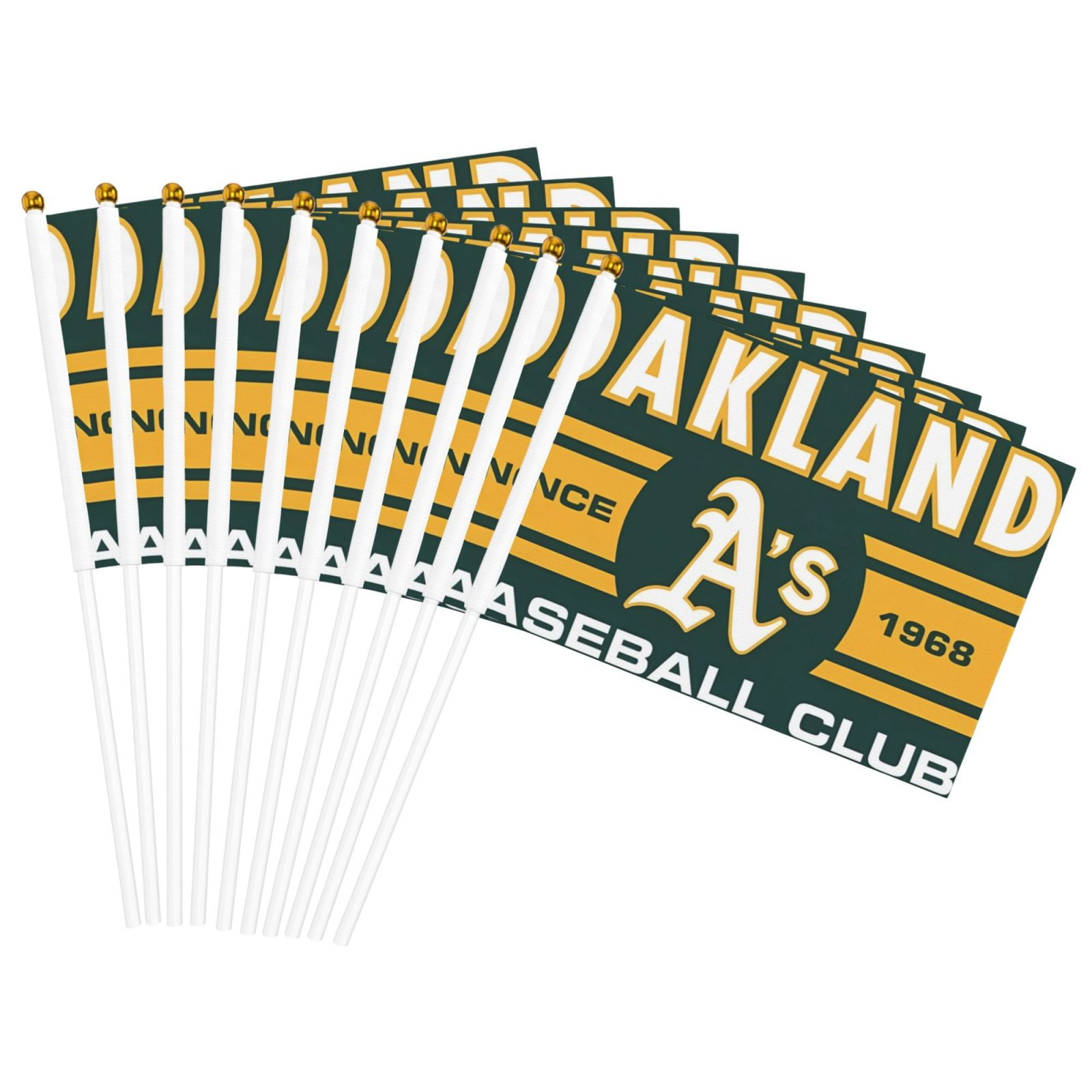 Athletics Baseball Team Double Sided Hand Waving Flag(Pack of 6 or 10 ...