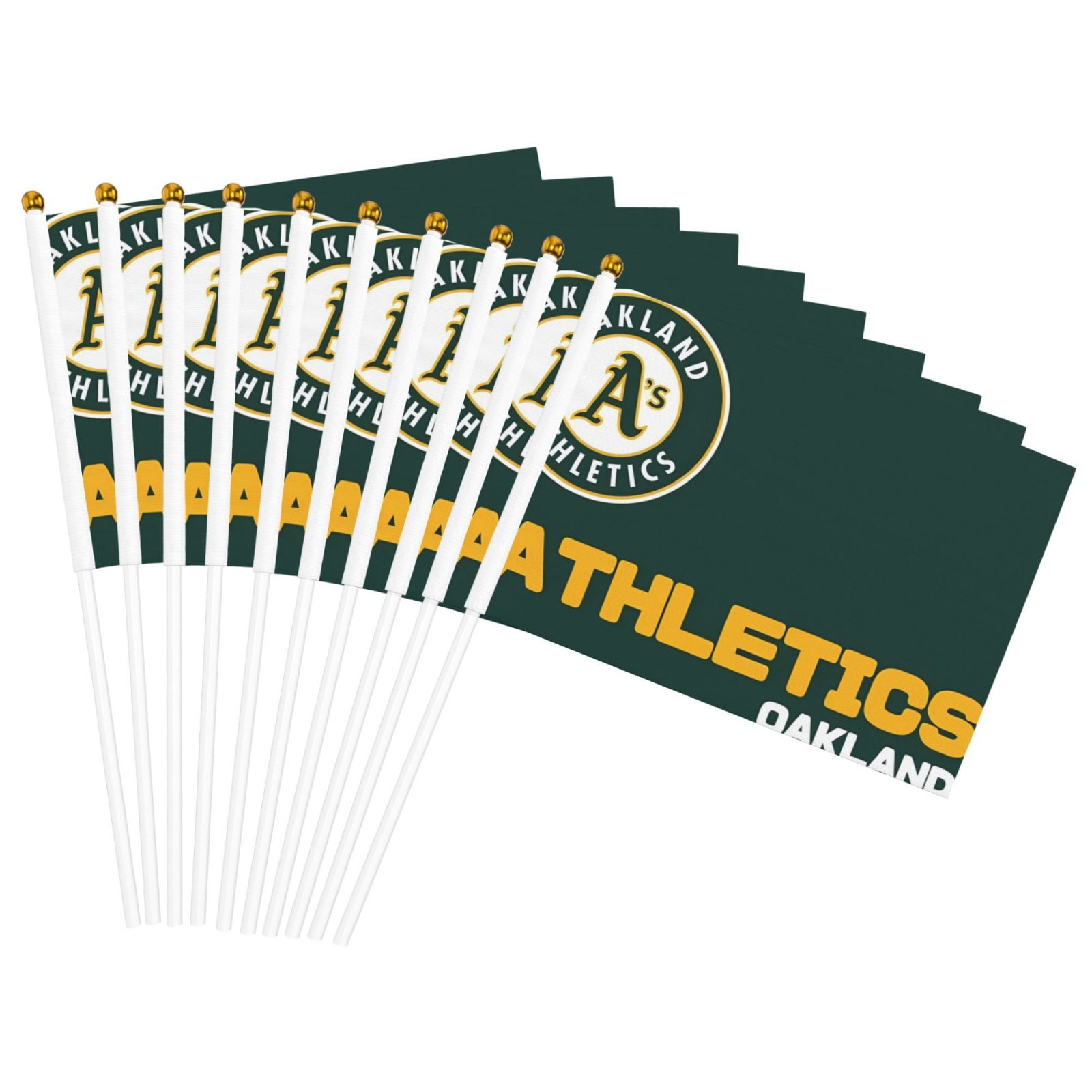 Athletics Baseball Team Double Sided Hand Waving Flag(Pack of 6 or 10 ...