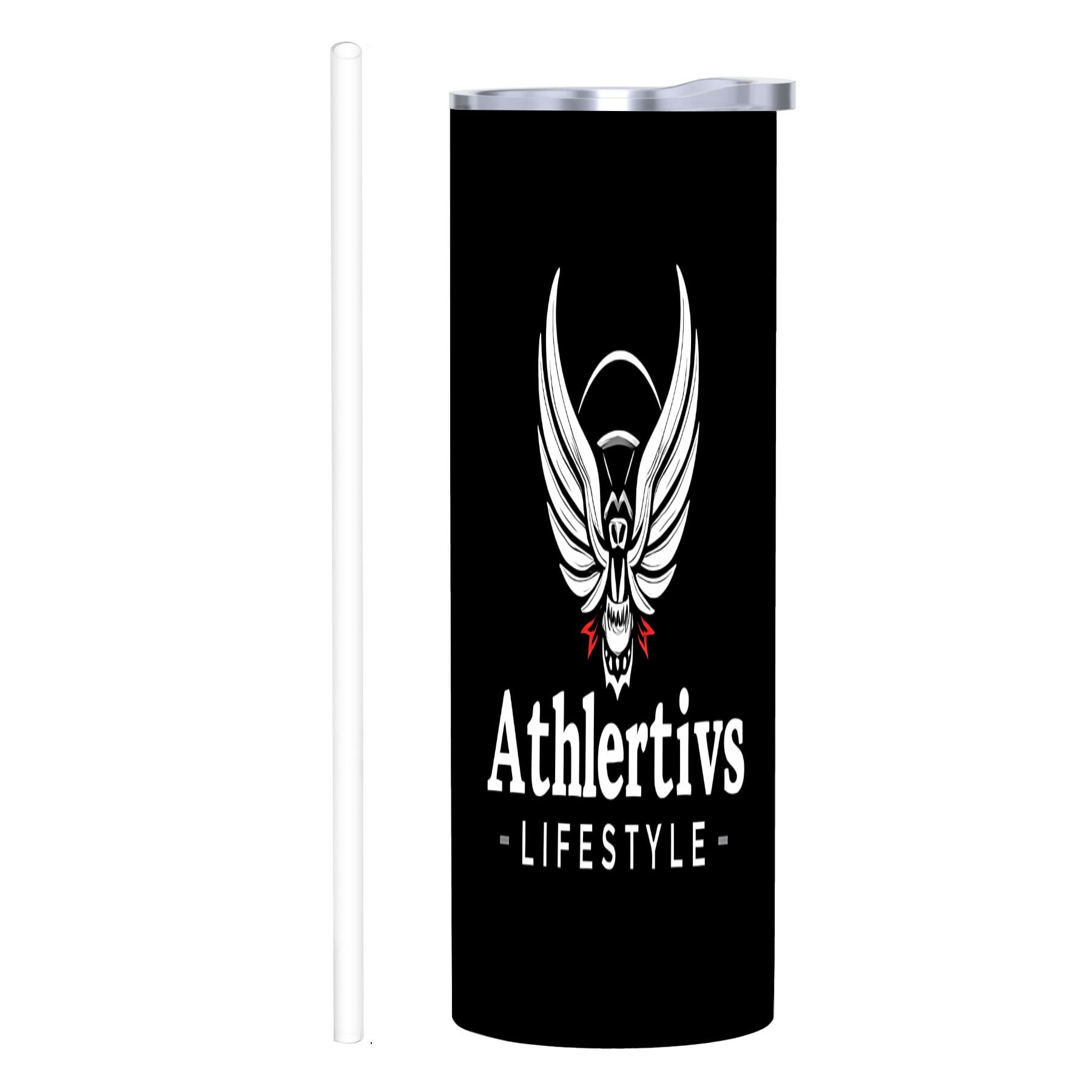 Athletivis 20 oz Stainless Steel Insulated Tumbler - Black with Silver ...