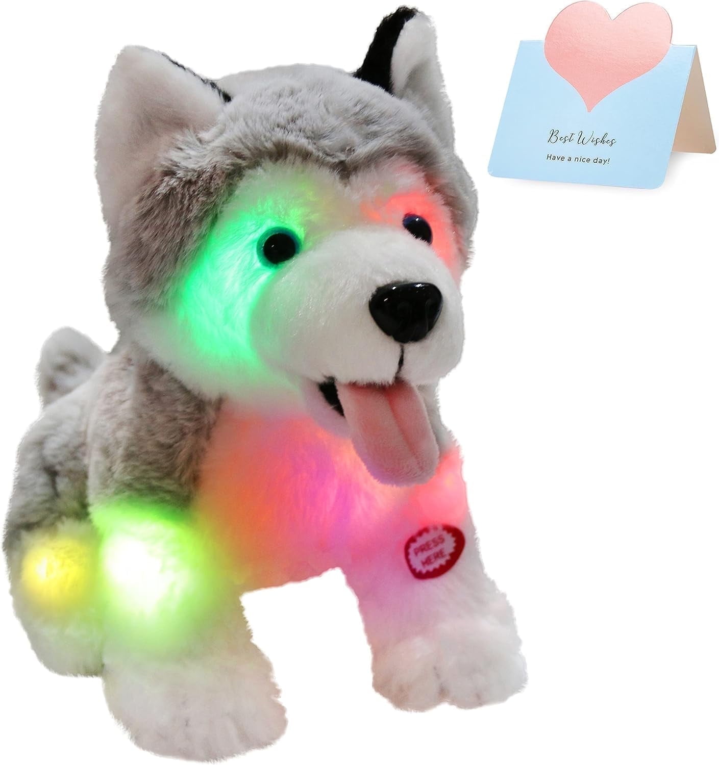 Athoinsu Light up Husky Dog Stuffed Animal Soft Glowing Plush Puppy Toy ...