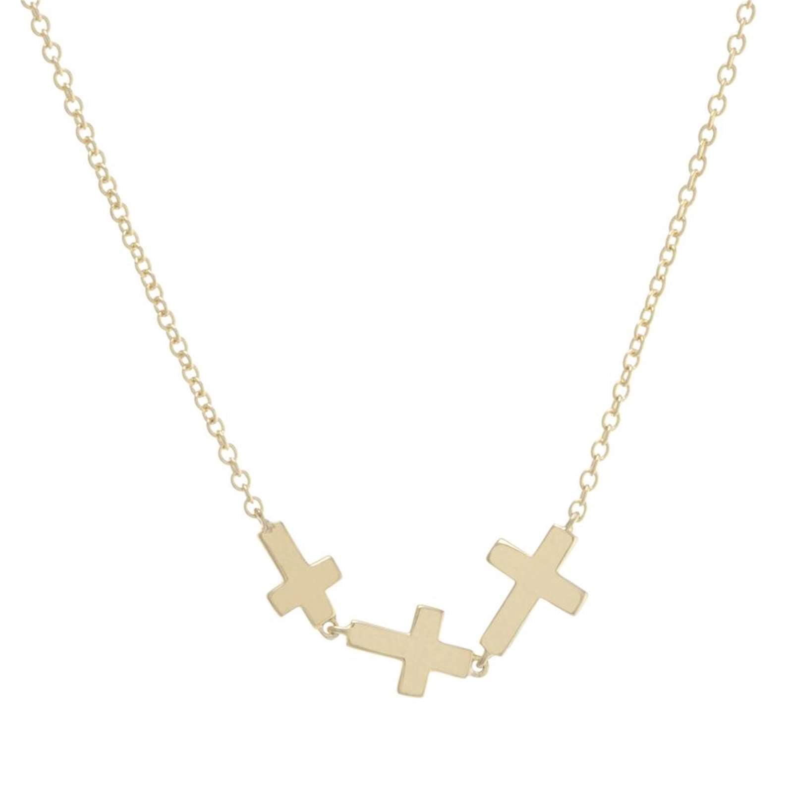 Athra Women's Triple Sideways Cross Necklace With Extension, Gold ...