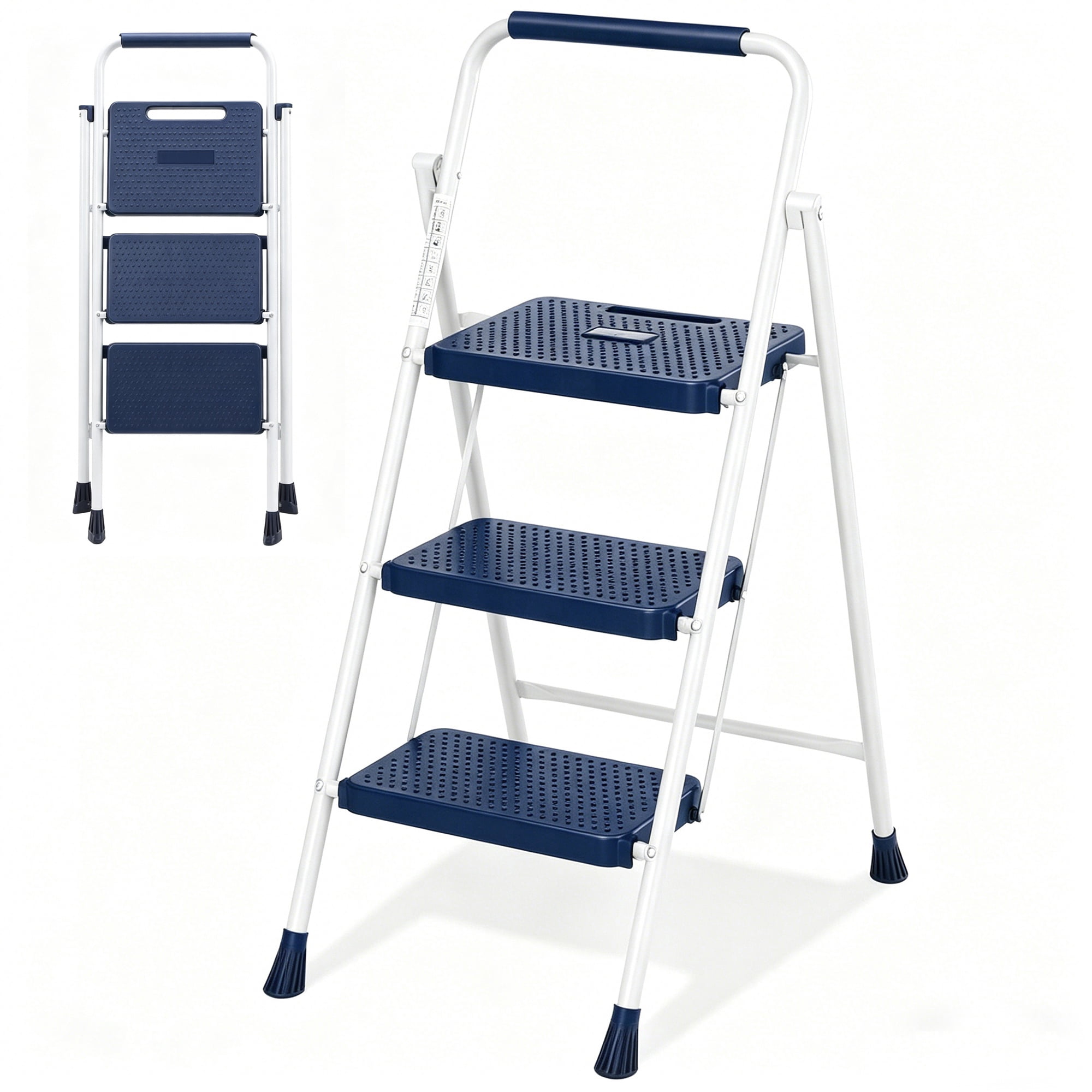Atilioo 3 Step Ladder, Folding Step Stool with Widened Anti-Slip Pedal ...