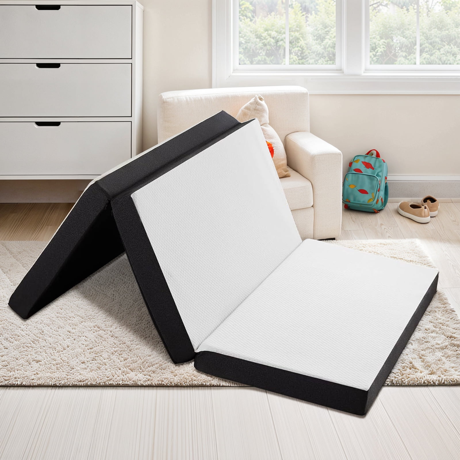 Atilioo 4 inch Tri Folding Memory Foam Mattress with Removable and ...