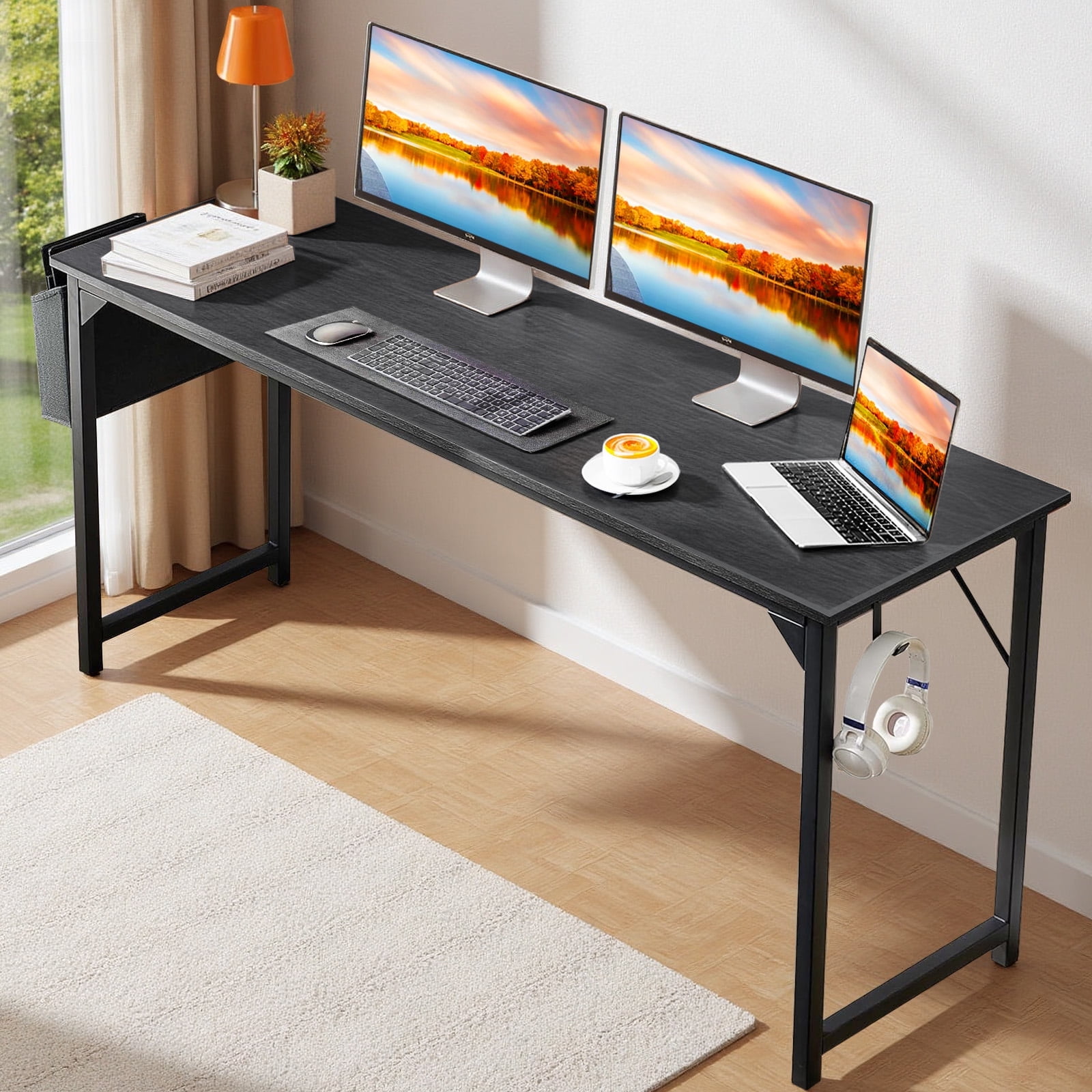 Atilioo 63" Executive Office Desk with Storage Bag & Iron Hook, Sturdy ...