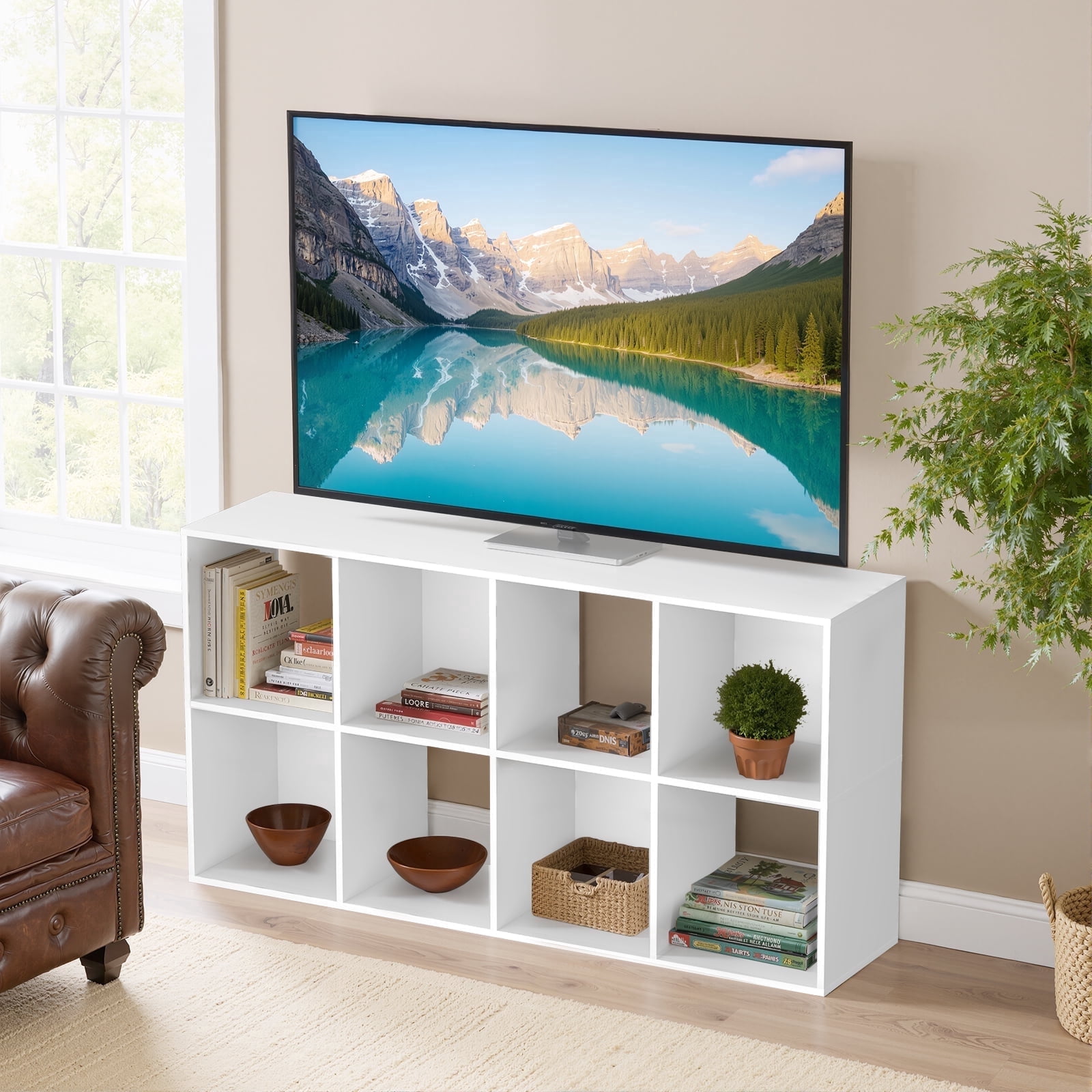 Atilioo 8 Cube Storage Organizer, Open Bookcase, Space-Saving Display ...