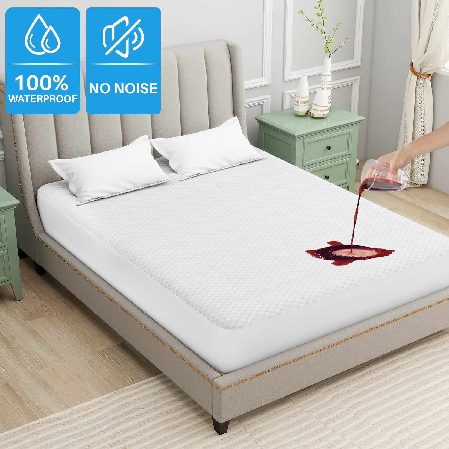 Atilioo Waterproof Mattress Protector, Cooling Mattress Pad Cover Soft ...