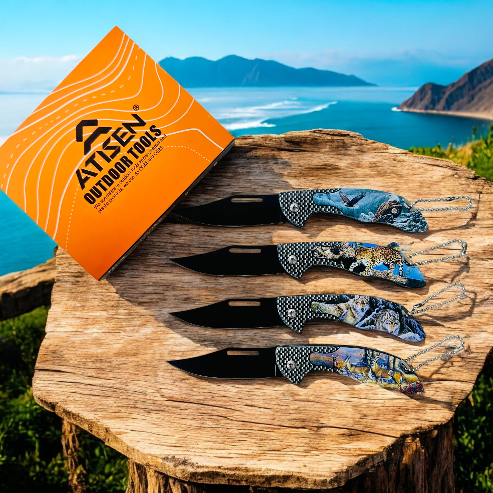 Atisen 4-Piece Folding Pocket Knife Set – Cool Knives for Camping ...