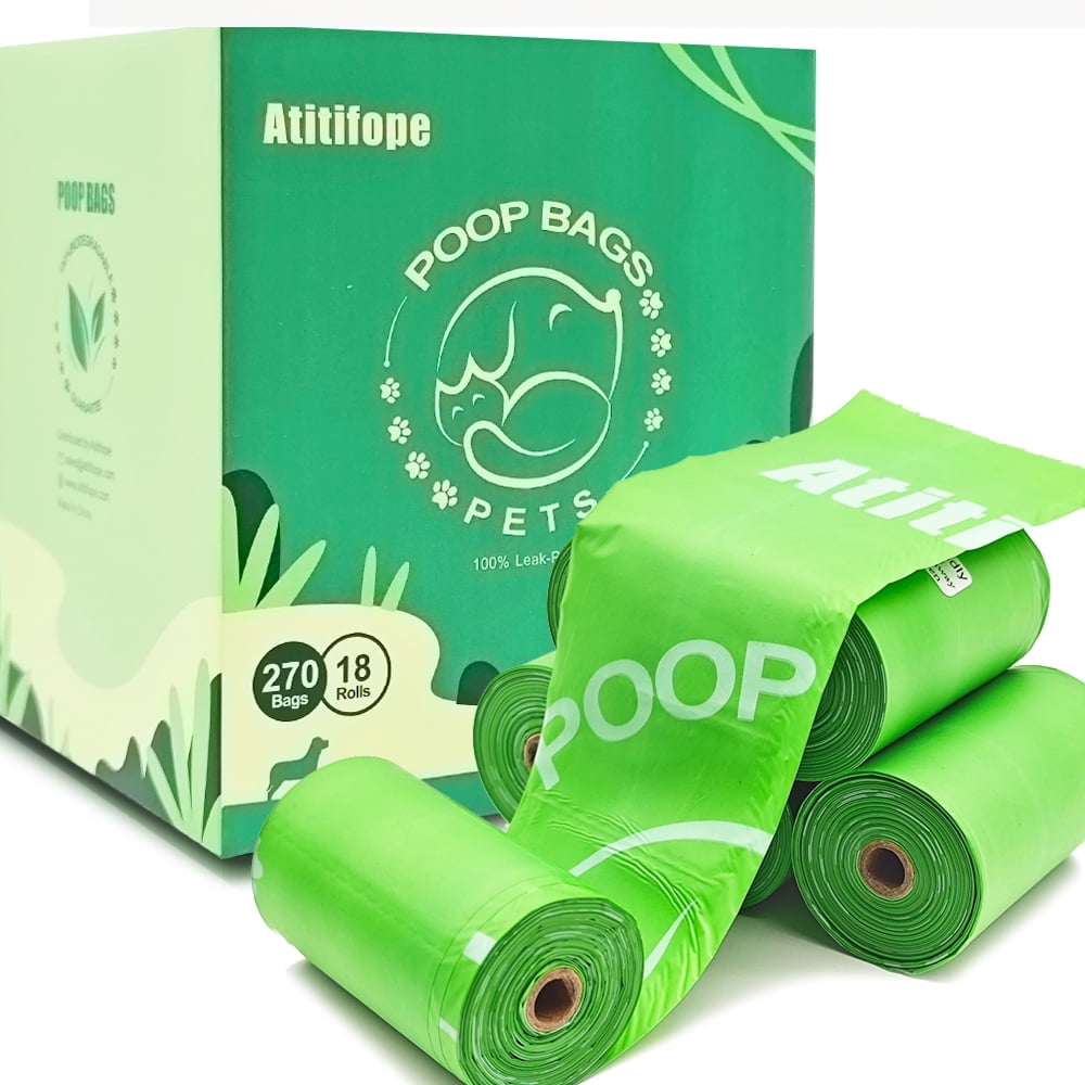 Atitifope Poop Bags for Dog Leak-Proof Green Extra Thick Waste Bags,18 ...