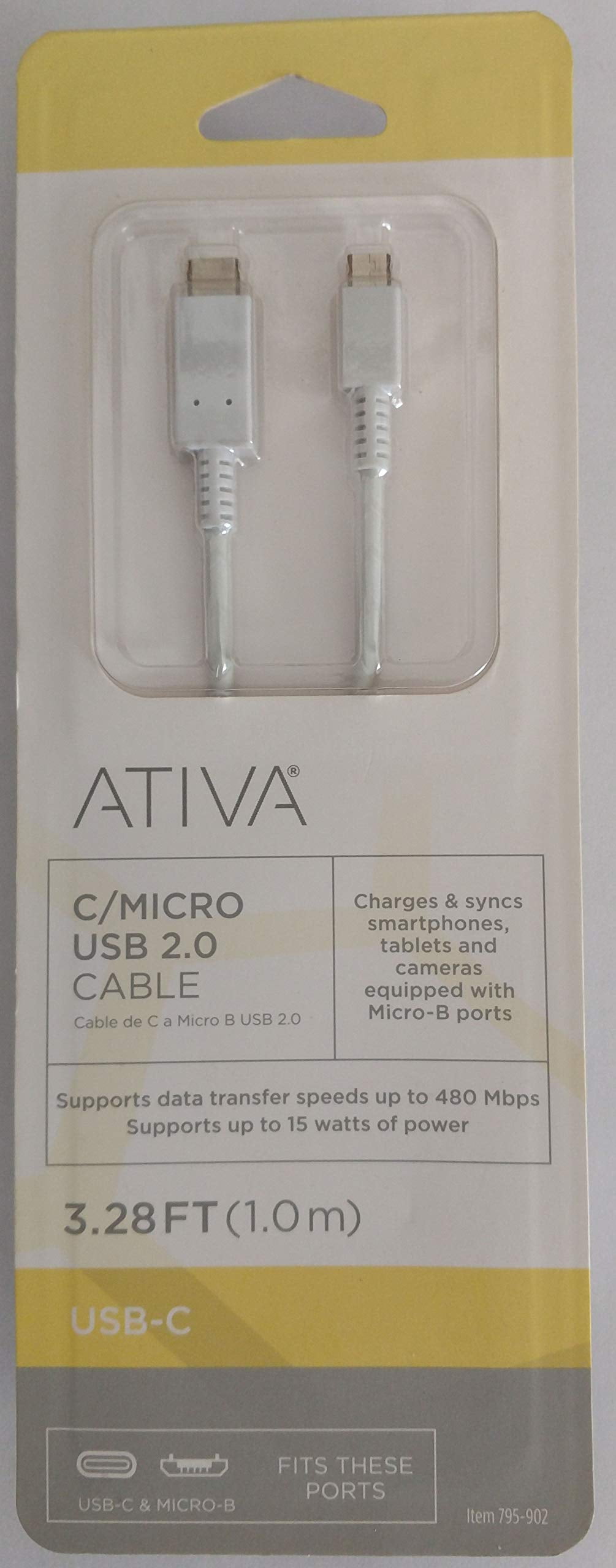 Ativa C/Micro USB 2.0 Cable 795-902 - Walmart Business Supplies