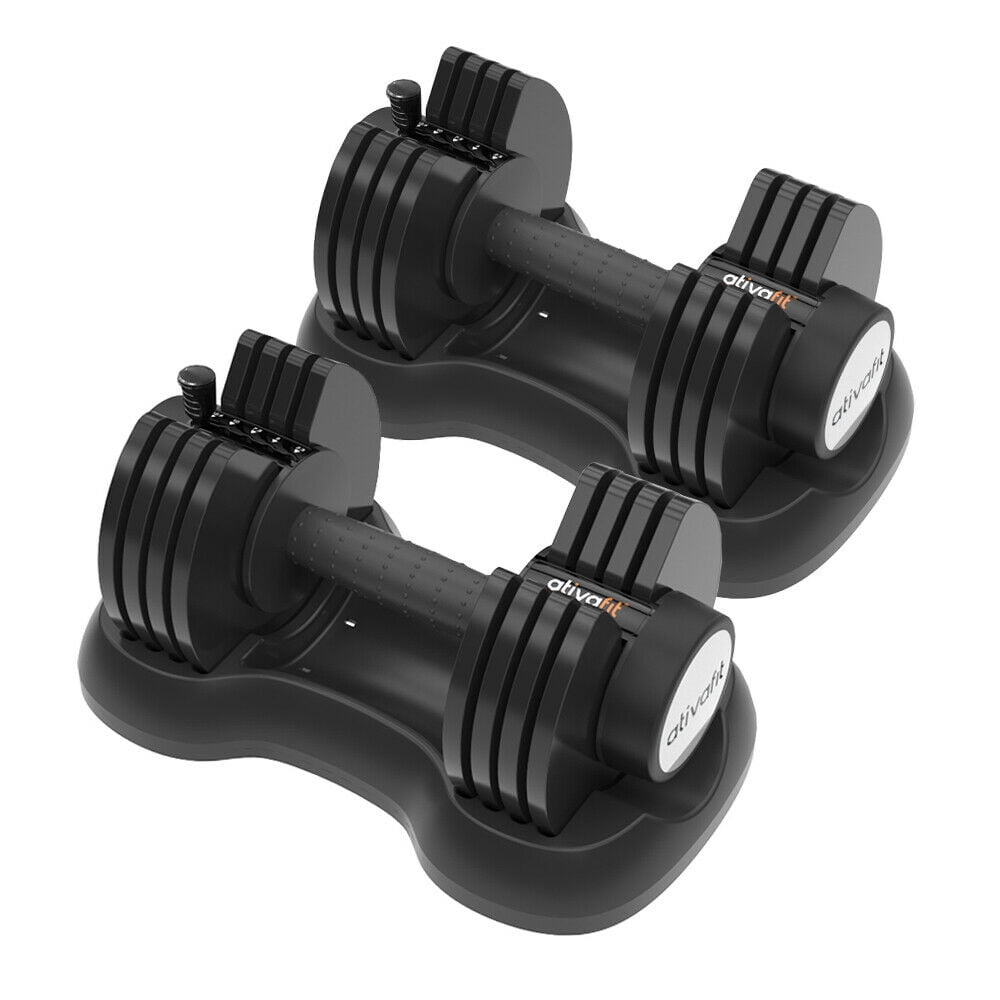 Ativafit Adjustable 27.5 Pound Fitness Dial Dumbbell with Handle and ...