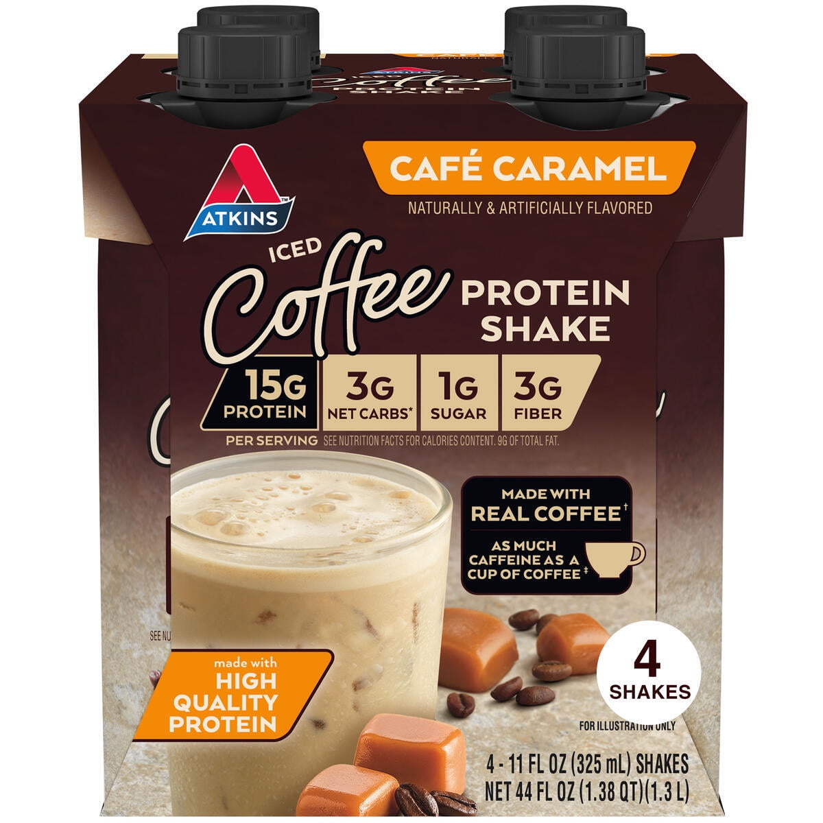 Atkins Protein Shake, Iced Coffee Café Caramel, Keto Friendly, 15g ...