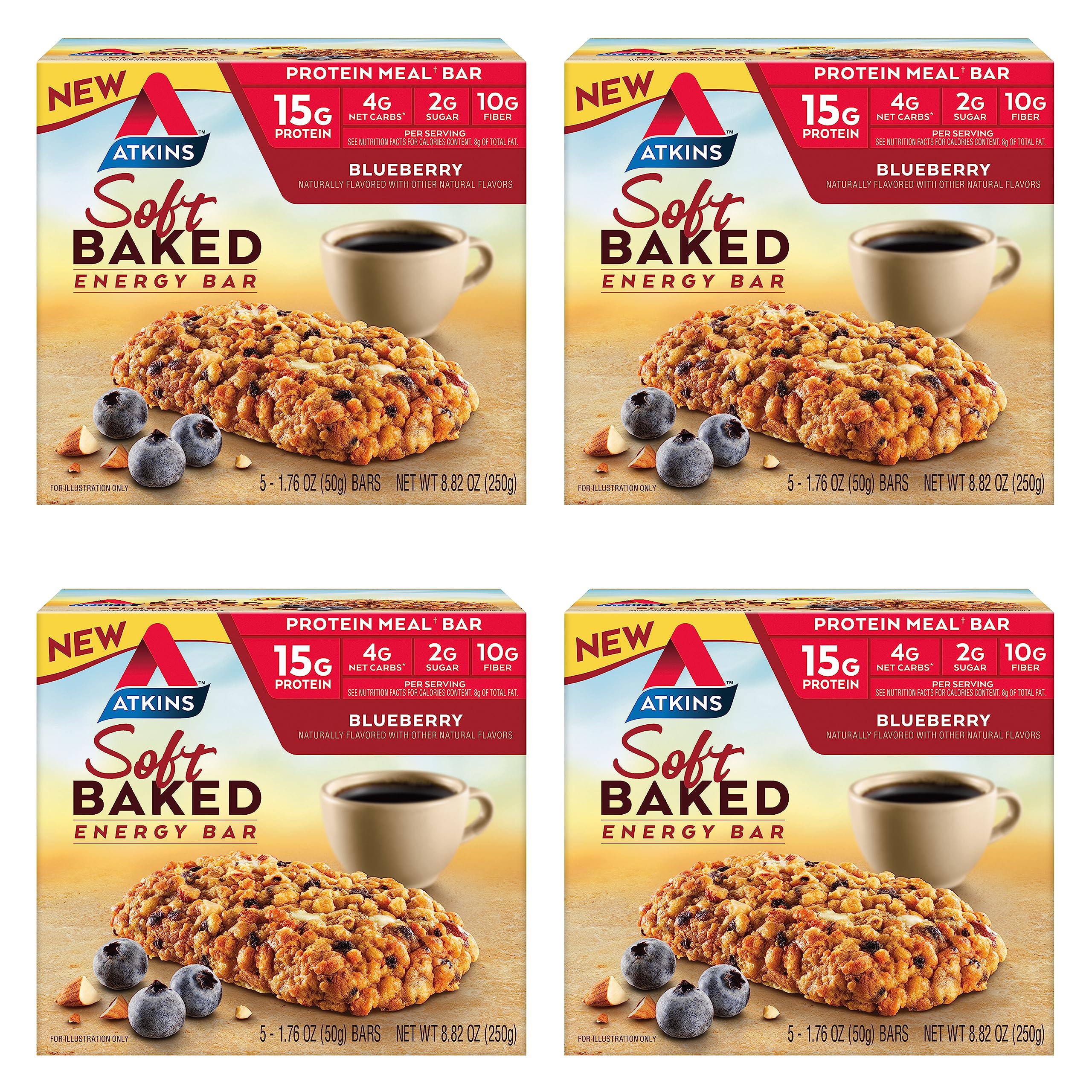 Atkins Blueberry FlavoredTRDN Soft Baked Energy Bars, High in Protein ...