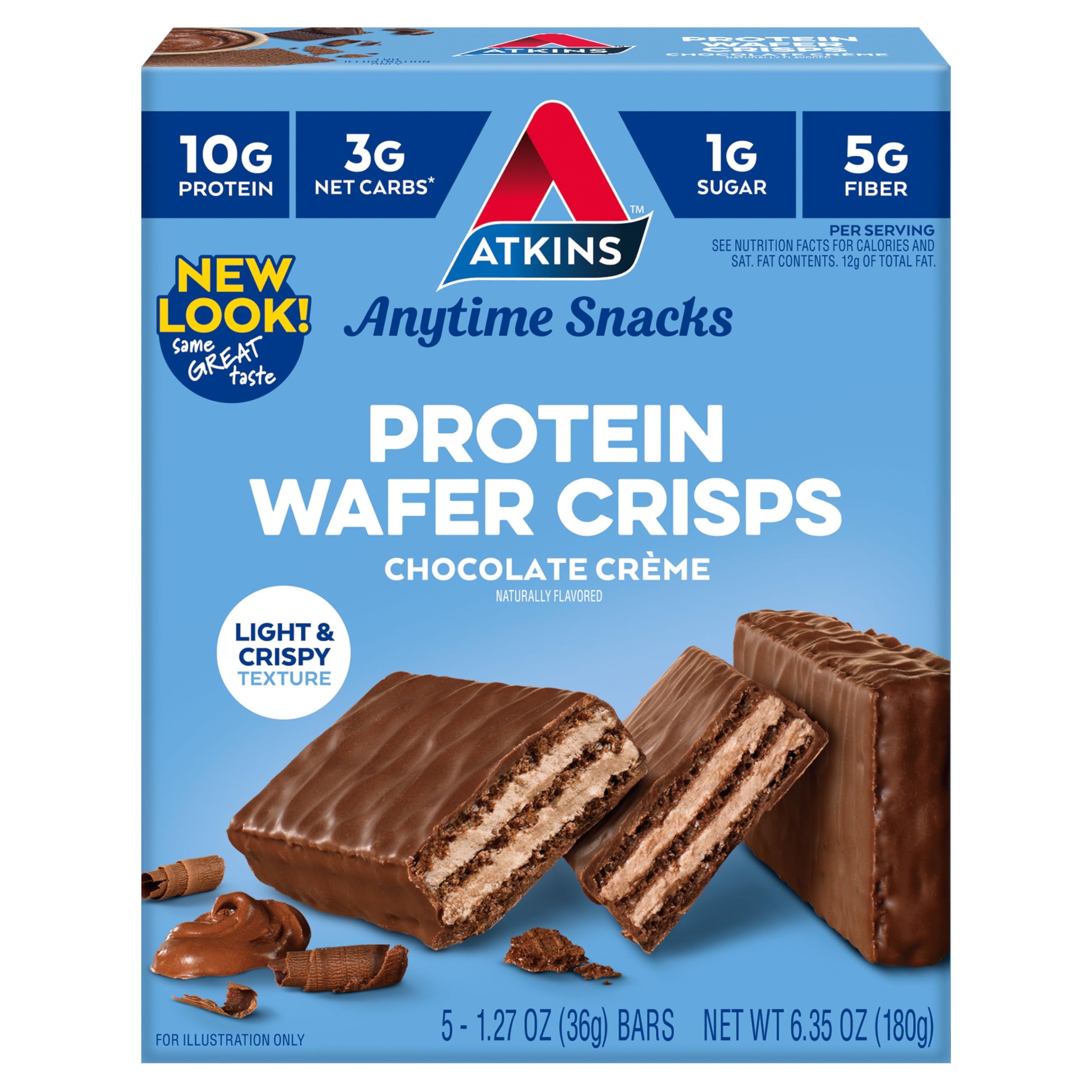 Atkins Chocolate Crème SCH4 Protein Wafer Crisps, Protein Dessert, 4g ...