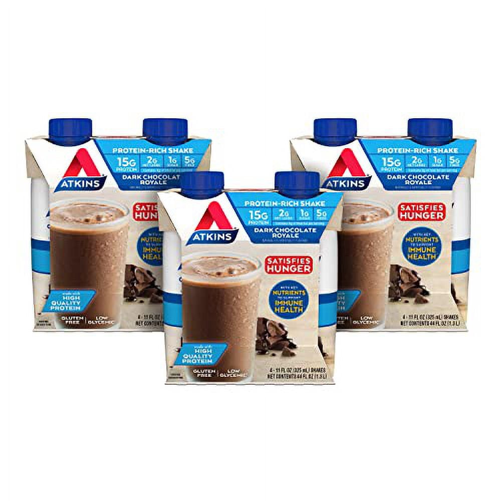 Atkins Dark Chocolate Royale Protein Shake, 15g Protein, Low Glycemic ...