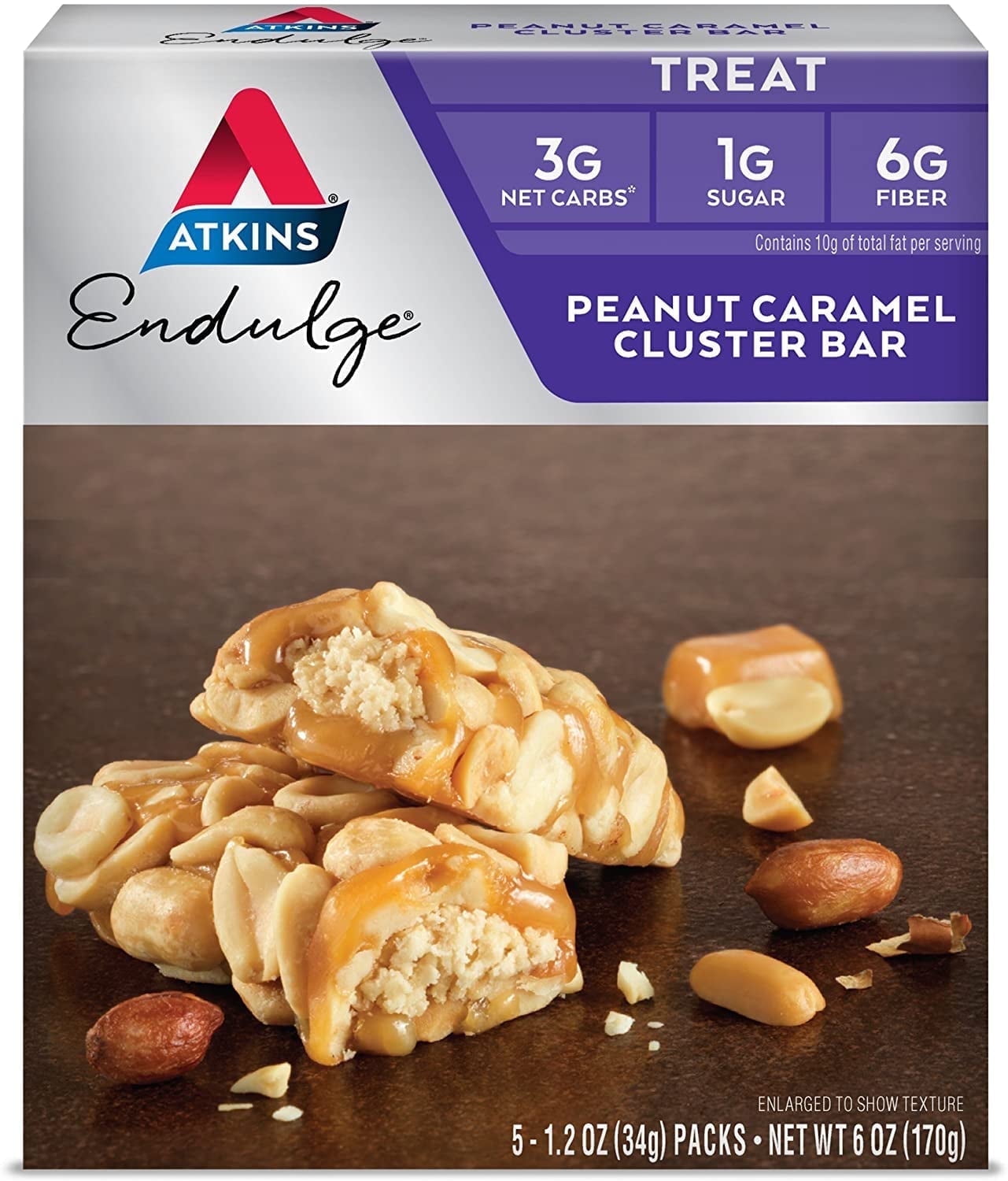 Atkins Endulge Diet Bar, Peanut Caramel Cluster Candy - 5 Bars ...