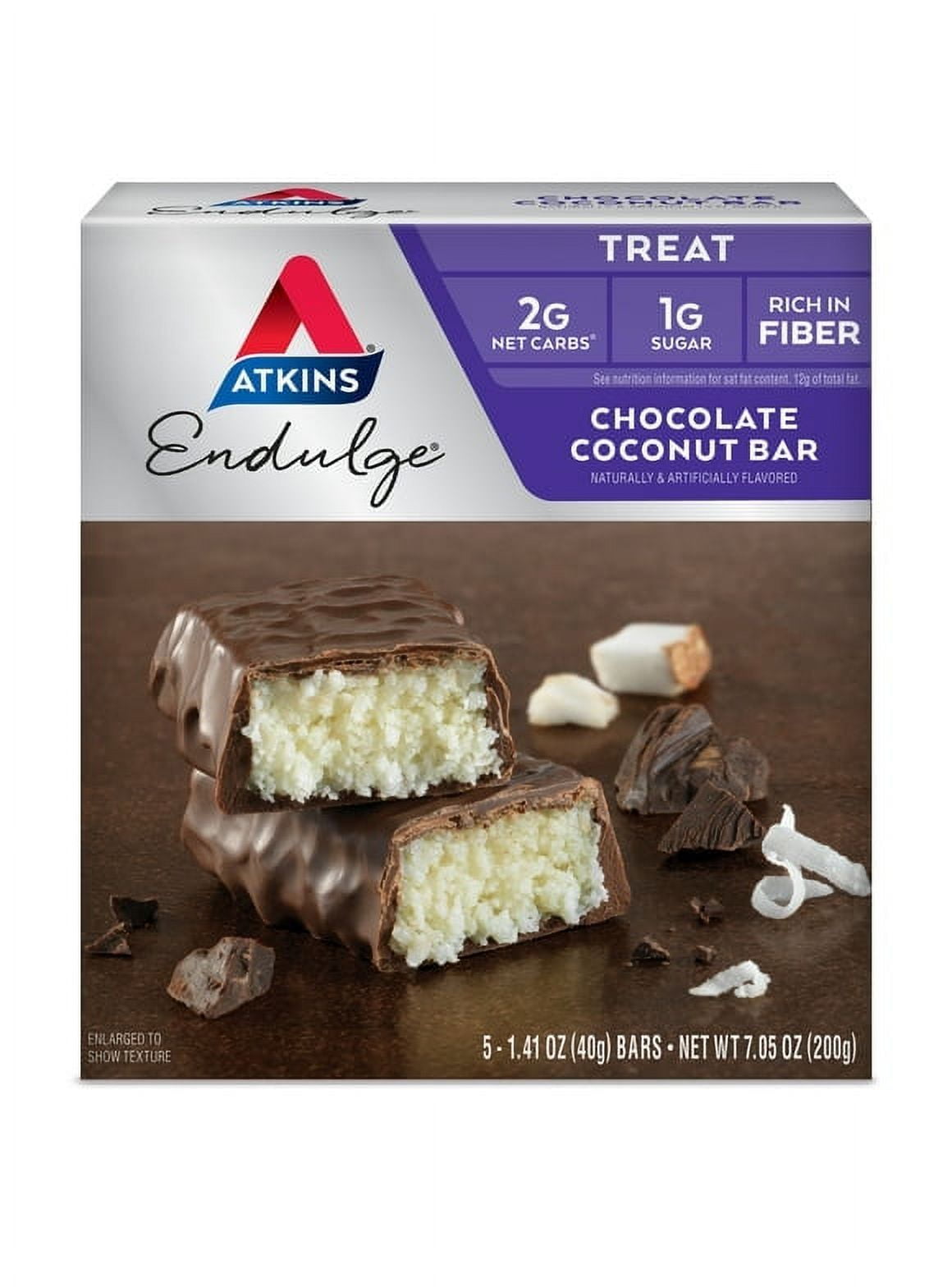 Atkins Endulge Chocolate Coconut Bar, Dessert Favorite, High in Fiber ...