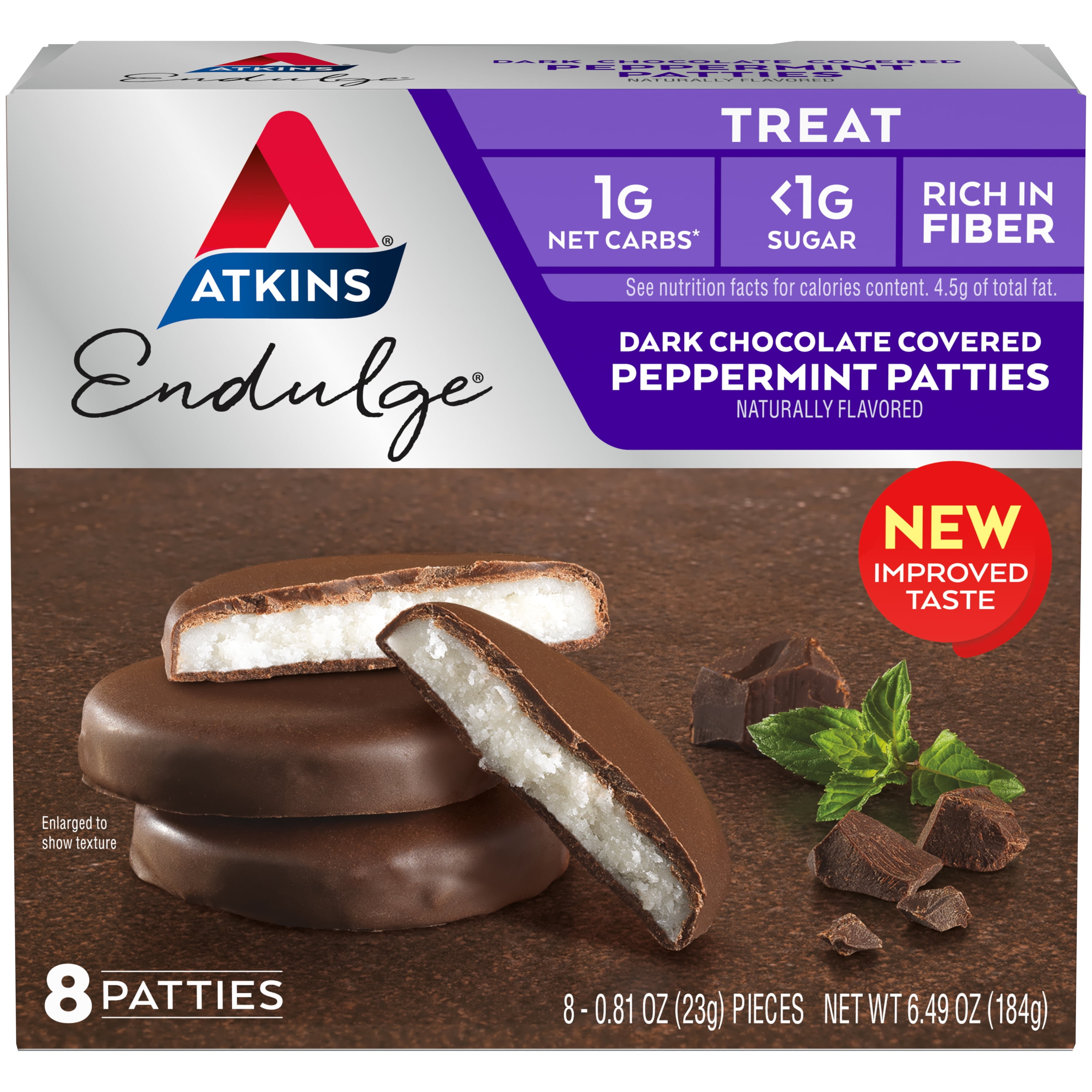 Atkins Endulge Dark Chocolate Peppermint Patties, Keto Friendly, Low ...