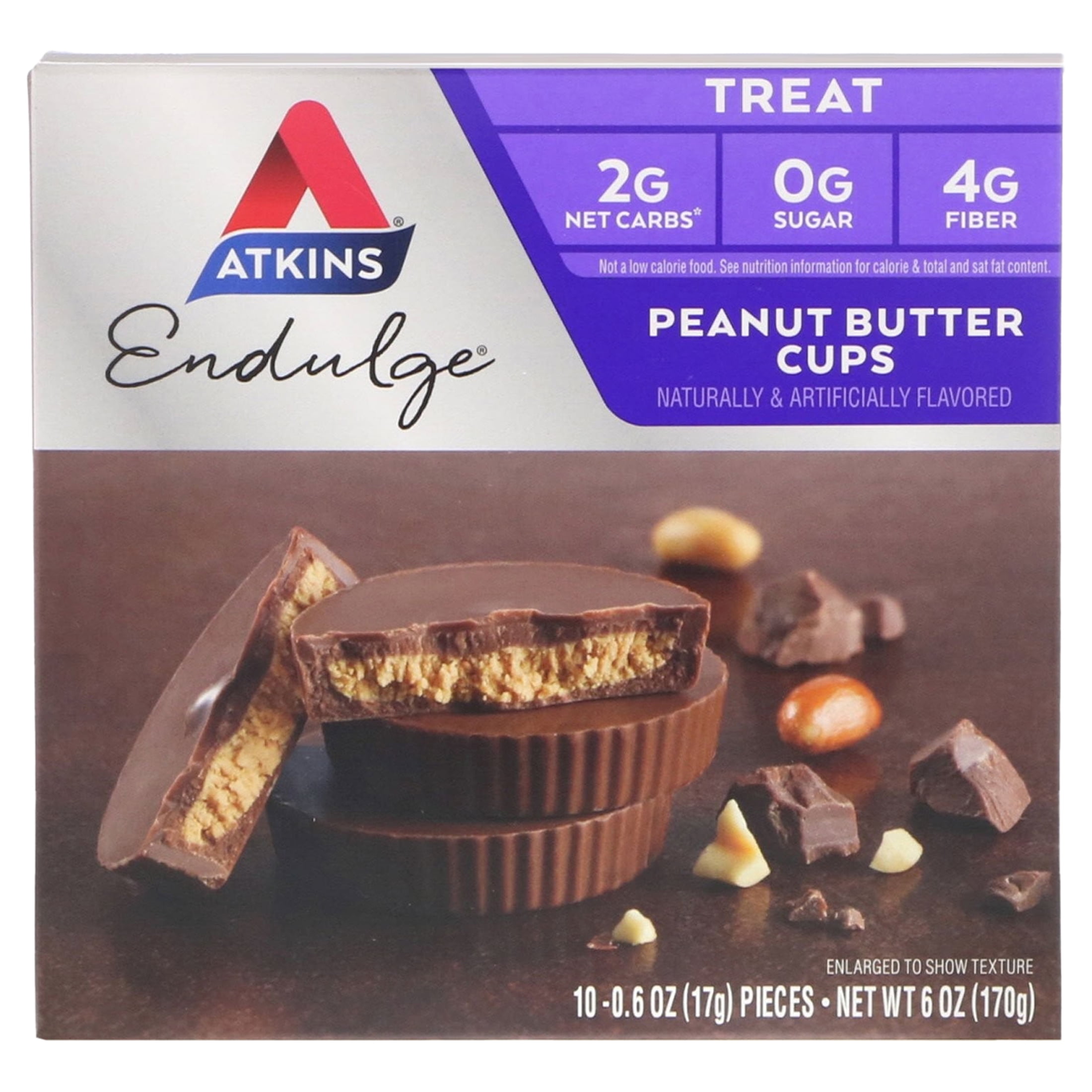 Atkins Chocolate Peanut Butter Cups, 2g Net Carbs, 0g Sugar, 4g Fiber ...