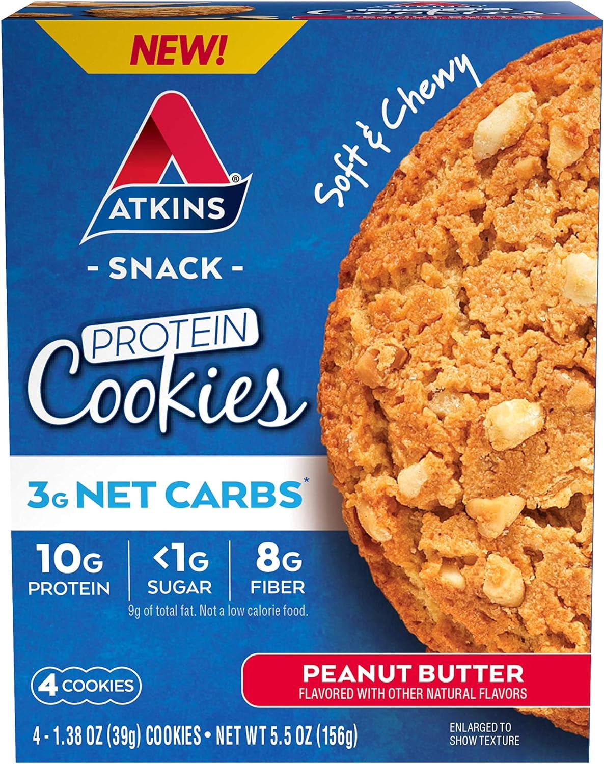 Atkins Peanut Butter Protein Cookie, Protein Dessert, Rich in Fiber, 3g ...