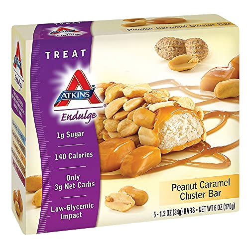 Atkins Peanut Caramel Cluster Bar, Dessert Favorite, High in Fiber, 3g ...