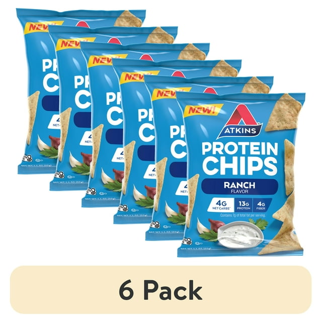 (6 pack) Atkins Protein Chips, Keto Friendly, Baked Not Fried, Ranch, 1 ...