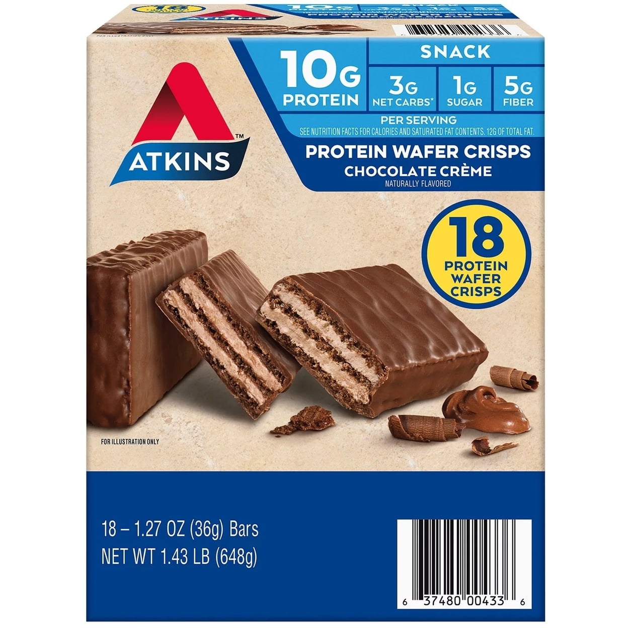 Atkins Keto-Friendly, Sugar-Free Chocolate Creme Protein Wafer Crisps ...