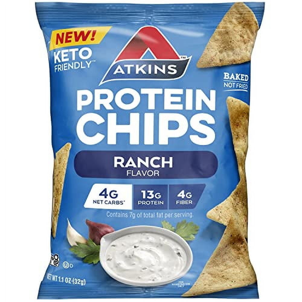Atkins Ranch Protein Chips, 4g Net Carbs, 13g Protein, Gluten Free, Low ...