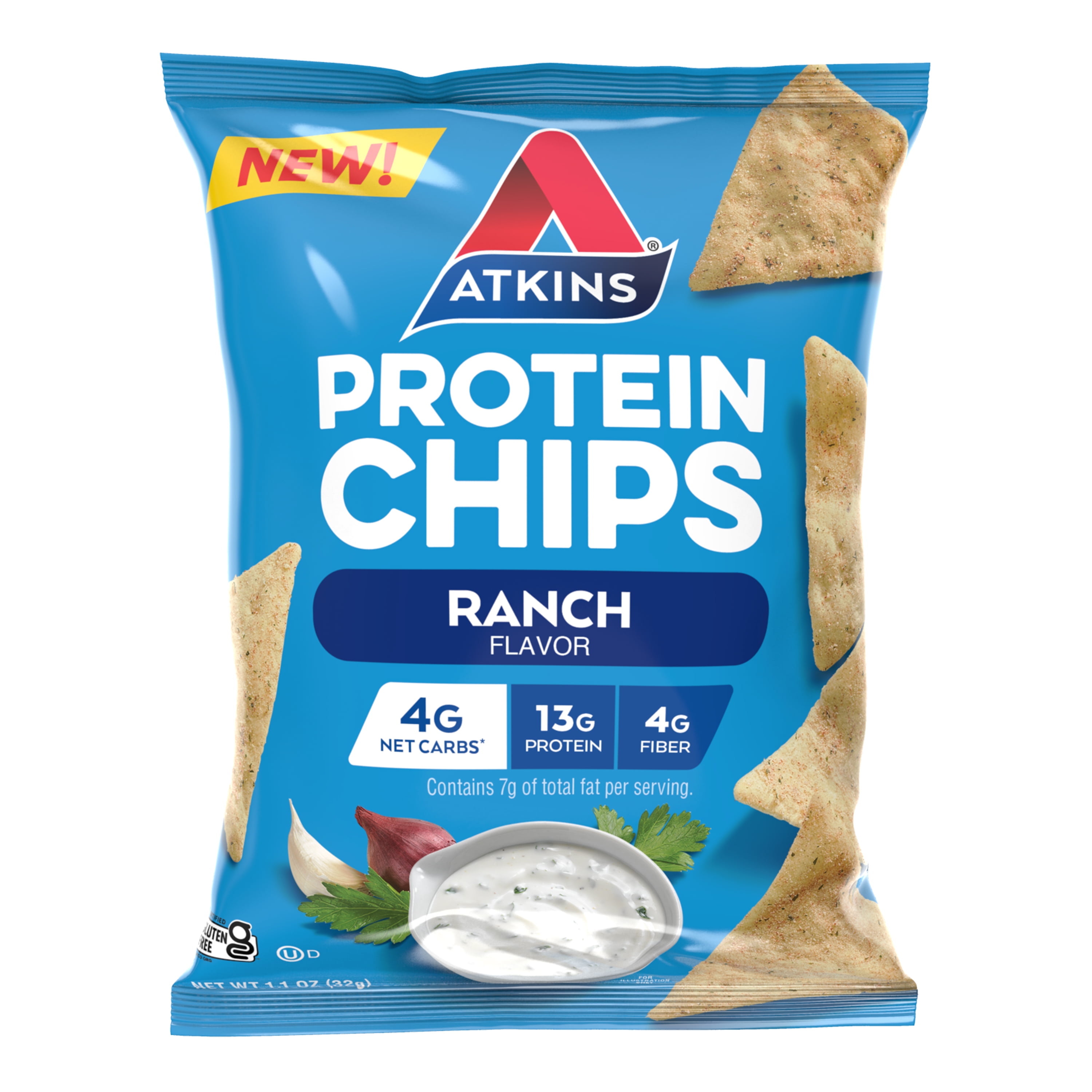 Atkins Ranch Protein Chips, Gluten Free,Pack Of 1 Low Carb, Baked Not ...