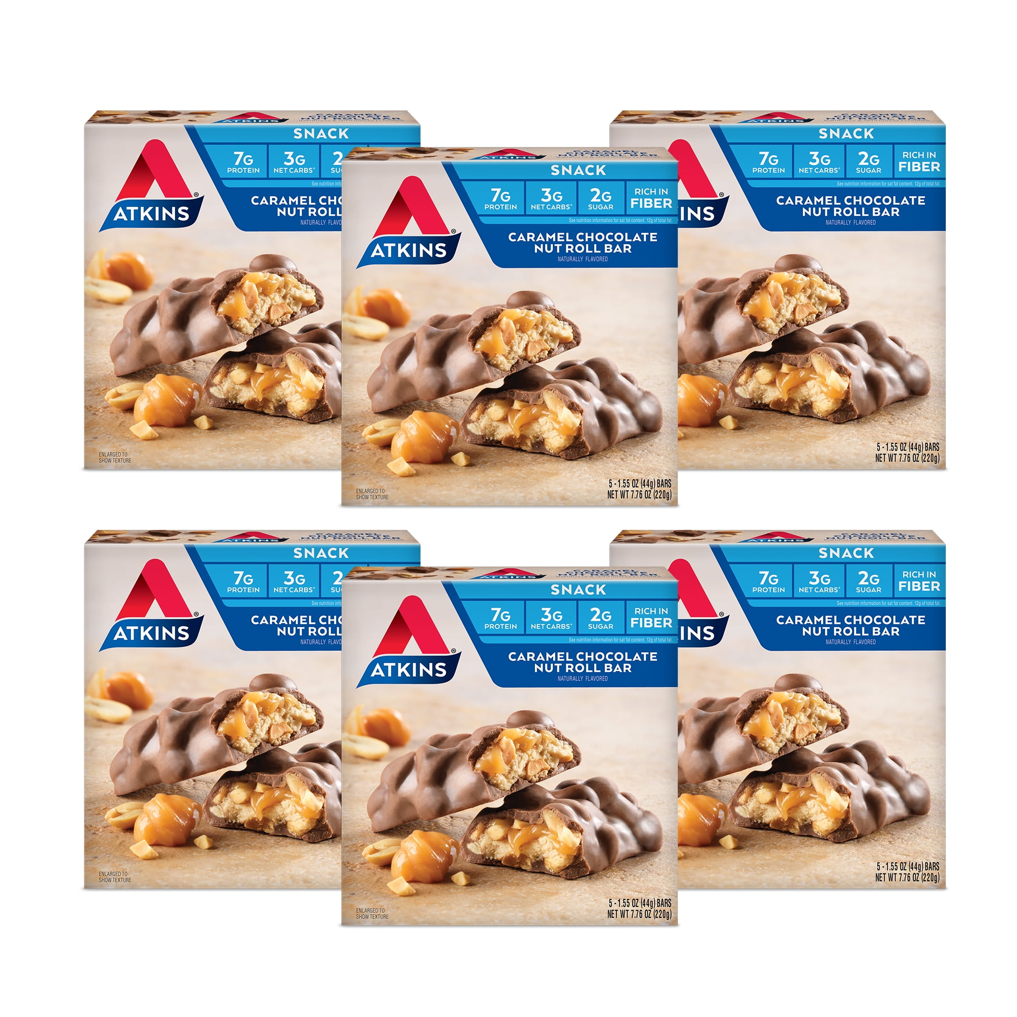 Atkins Snack Bar, Caramel Chocolate Nut Roll Bar, Keto Friendly, 30 ...