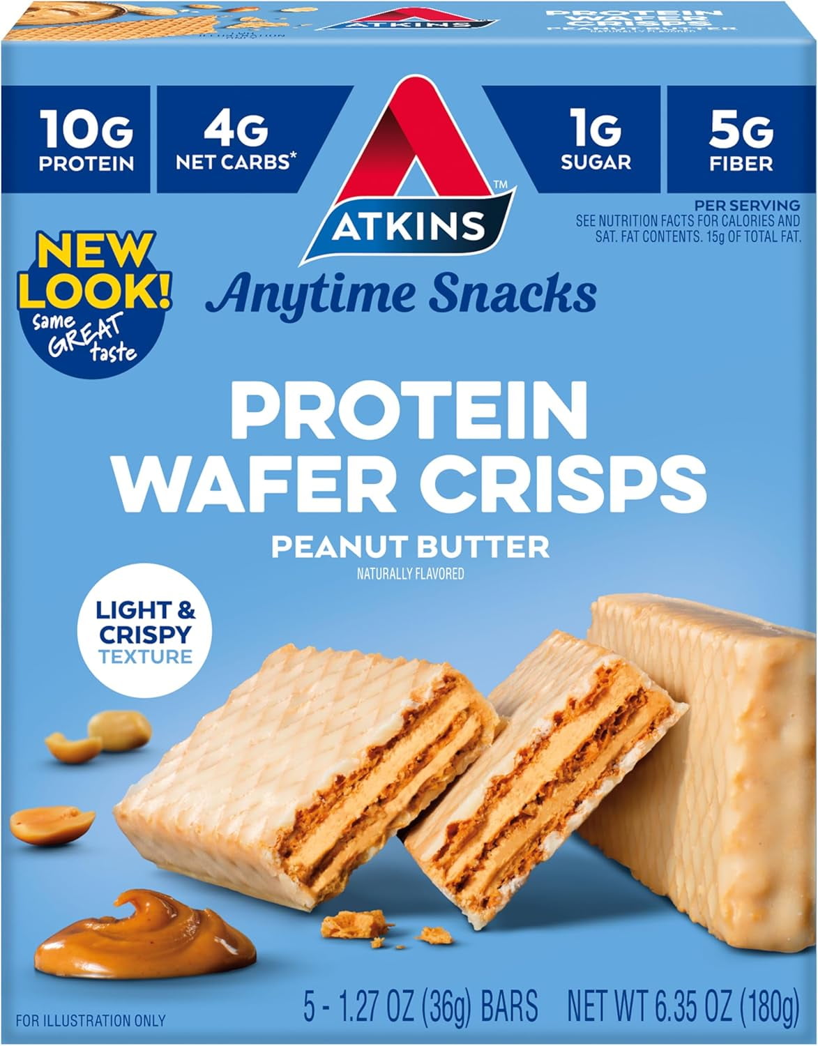 Atkins Snack Protein Wafer Crisps Peanut Butter - 5 Crisps Pack of 3 ...
