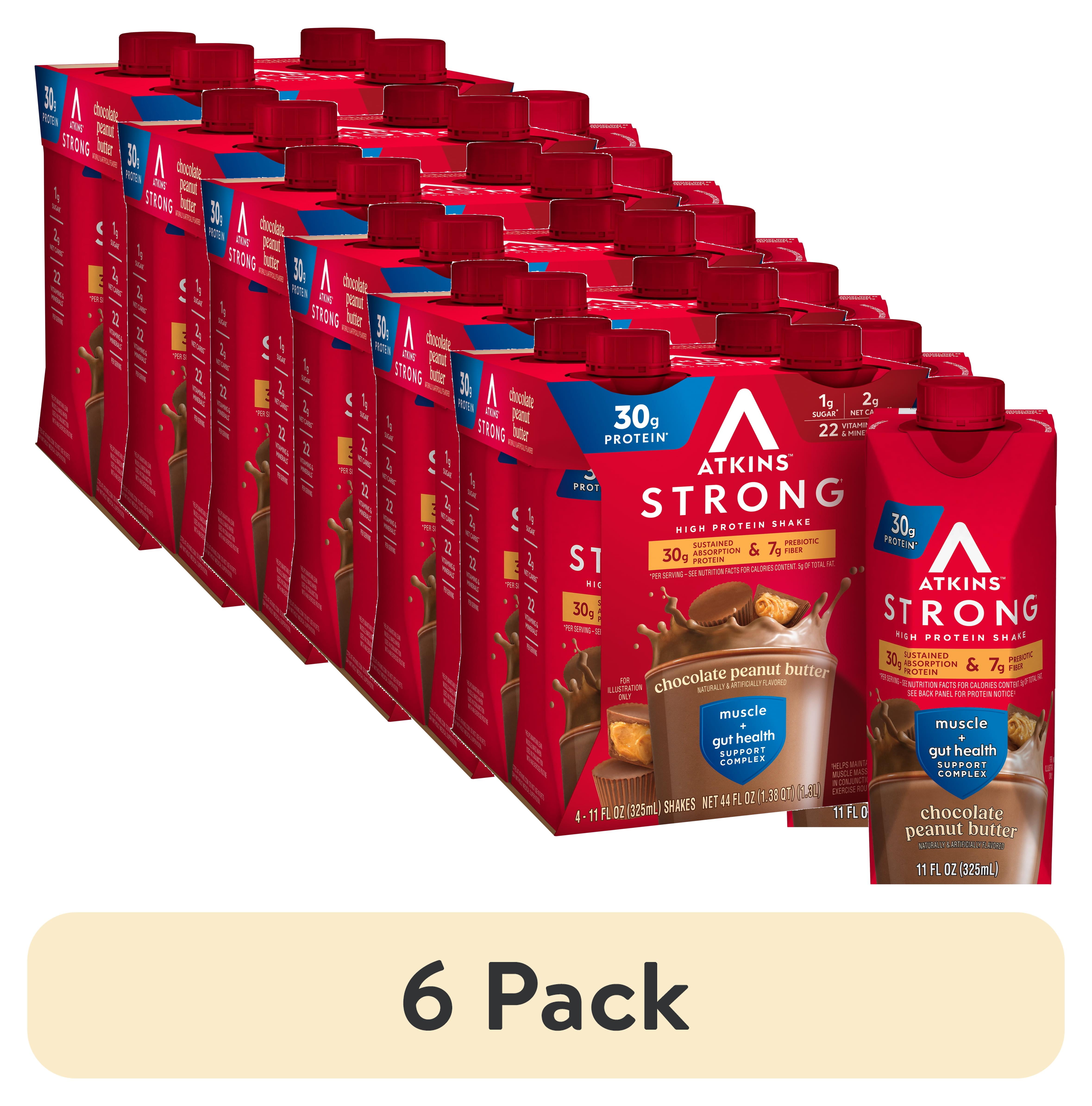 (6 pack) Atkins Strong High Protein Shake, Chocolate Peanut Butter ...
