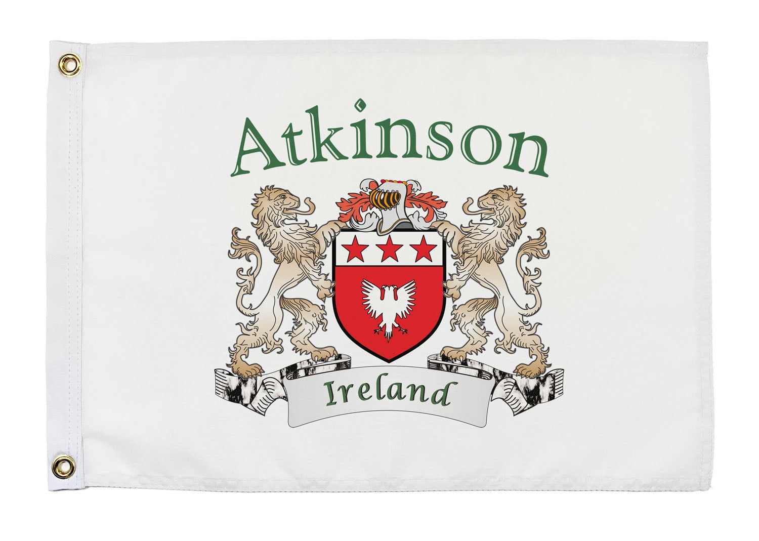 Atkinson Irish Coat of Arms Small White Flag - 16"x10.5" inches ...