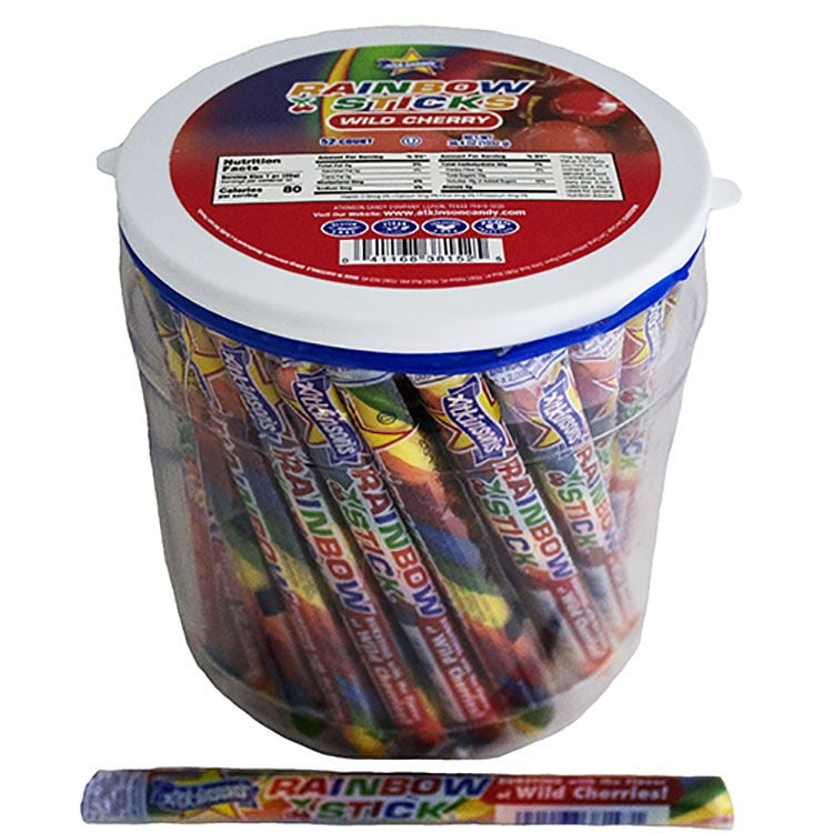 Atkinson Jumbo Rainbow Stick Wild Cherry Candy Sticks - 52 Count Jar ...