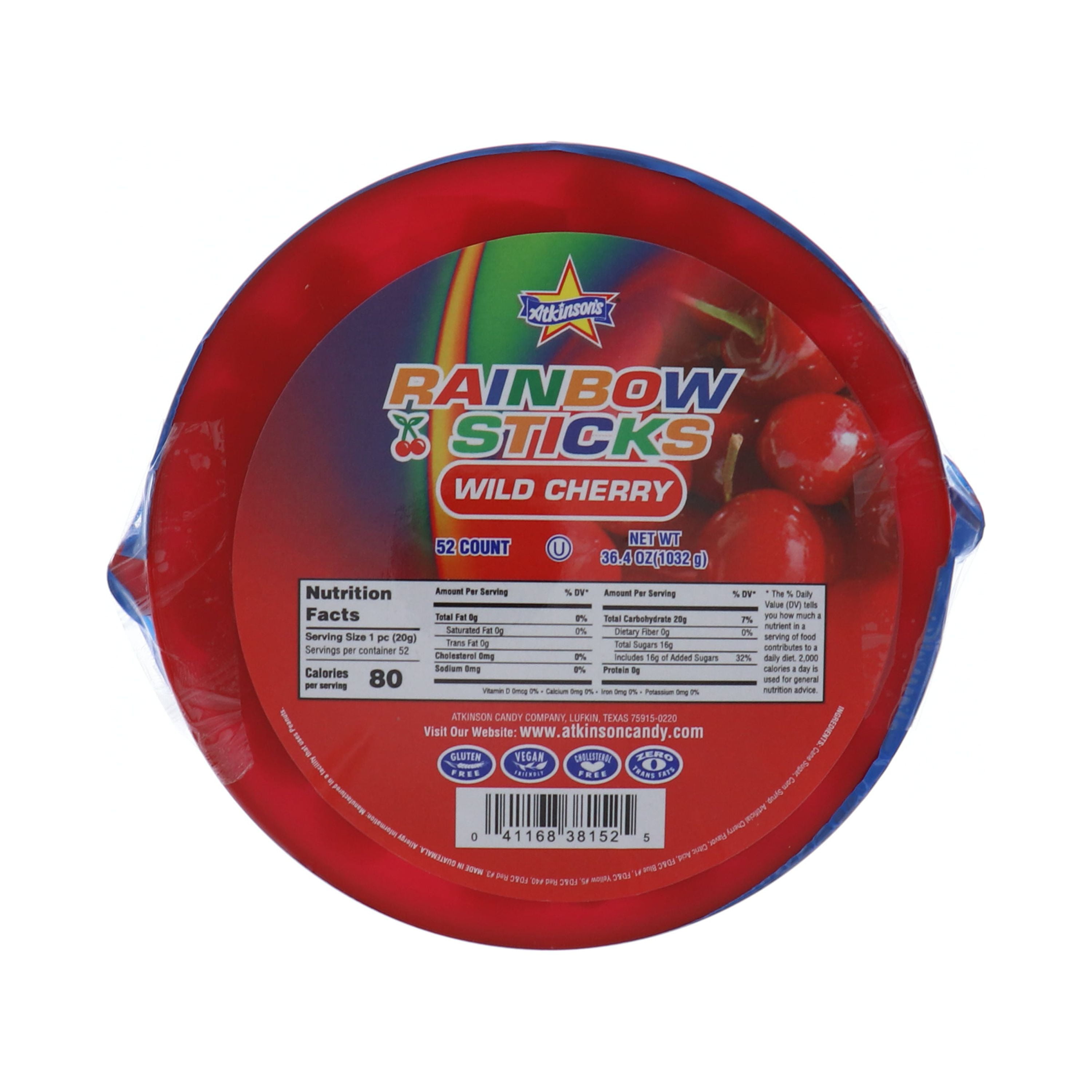 Atkinson, Rainbow With Cherry Stick - Jar, Count 52 (0.7 oz ) - Sugar ...