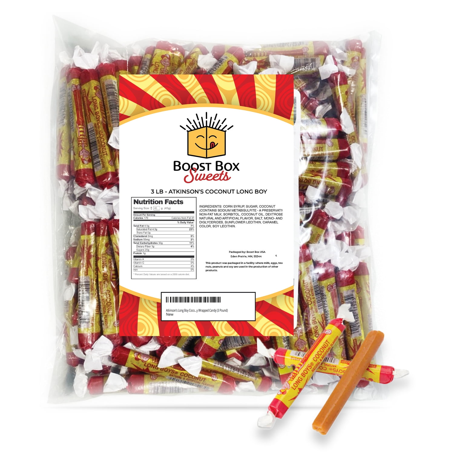 Atkinson's Long Boy Coconut Chewy Caramel Bulk Individually Wrapped ...