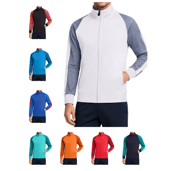Atkumj Plus Size Jackets for Men Fashion Stand Collar Zip Up Jacket ...
