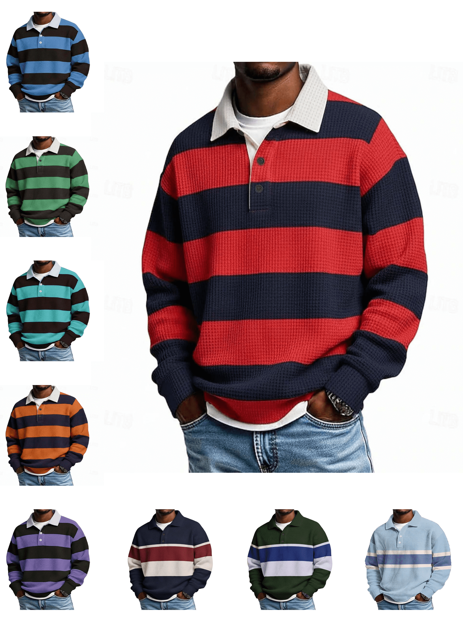 Atkumj Striped Colorblock Sweatshirts for Men Fashion Casual Long ...