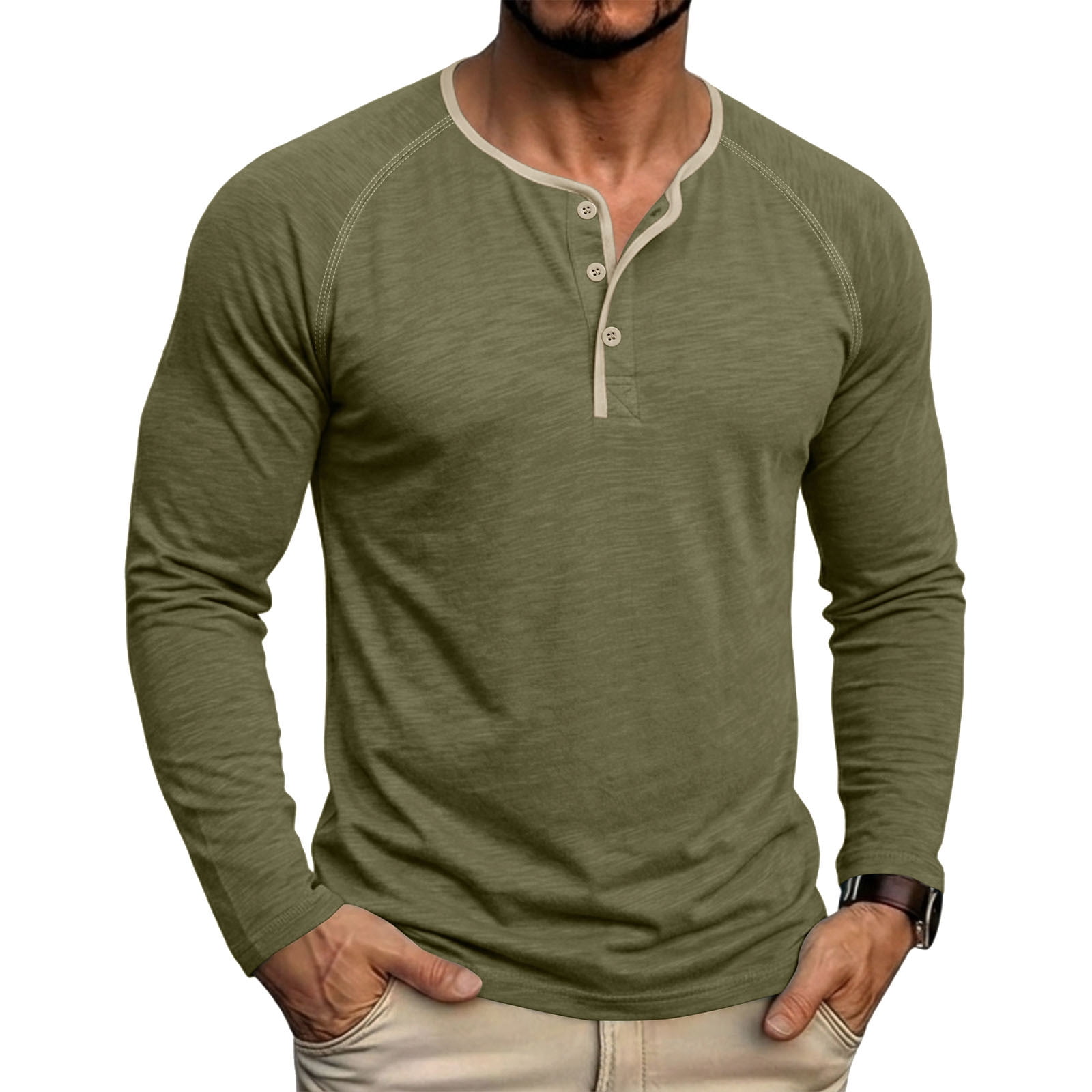 Atkumj T Shirts for Men Stylish Fake Two Piece Button Neck Ande Color ...