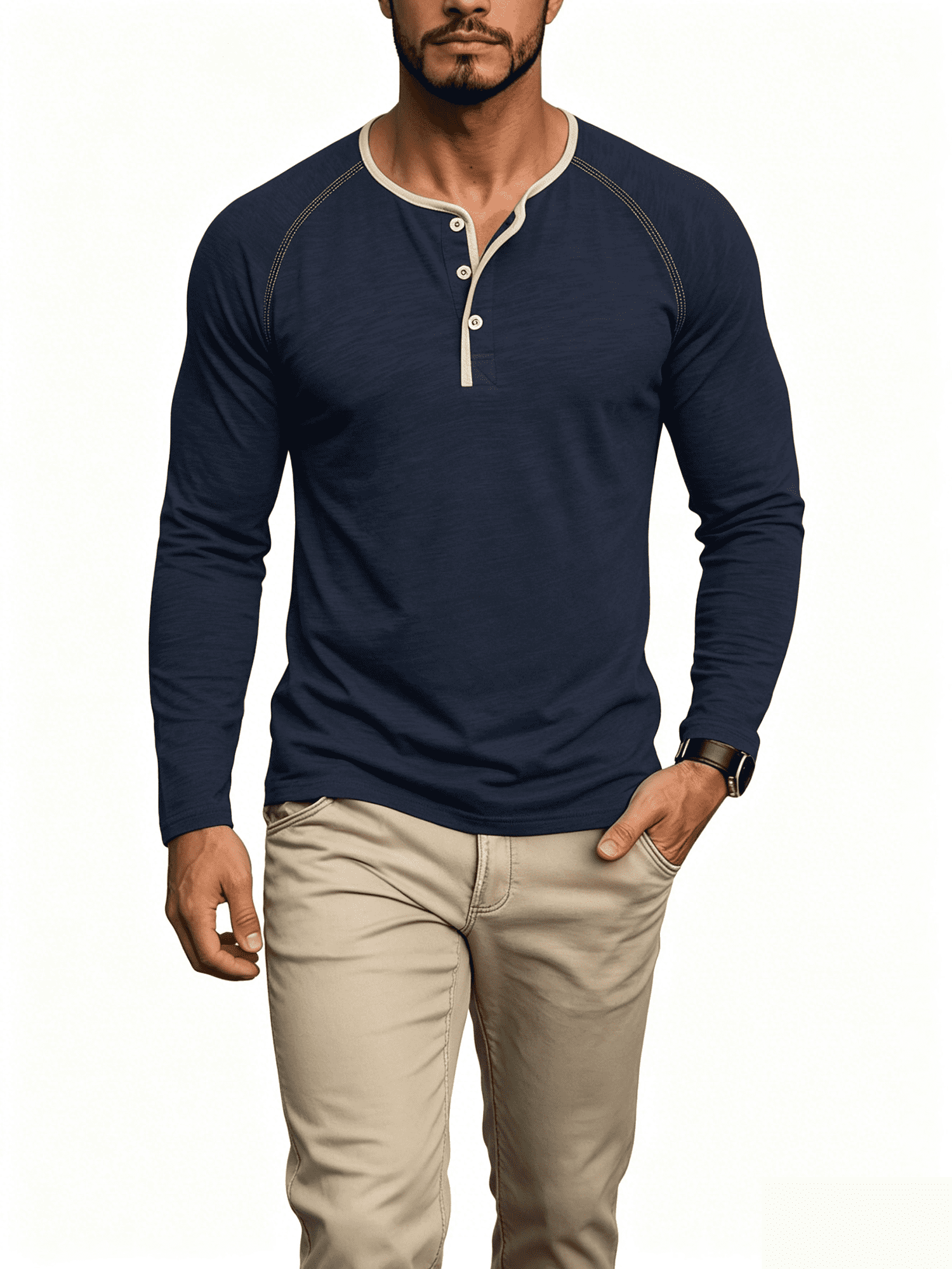 Atkumj T Shirts for Men Stylish Fake Two Piece Button Neck Ande Color ...