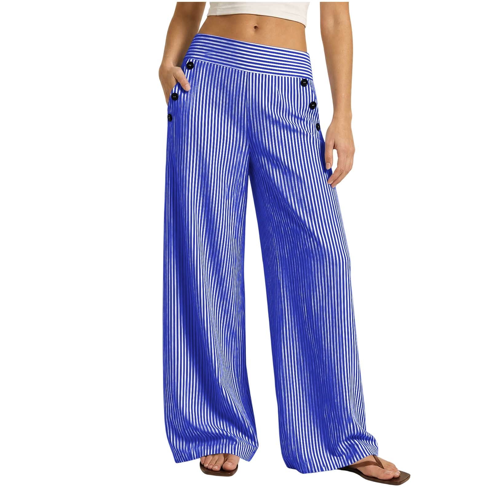 Atkumj Womens Straight Leg Dress Pants Fashion Stripe Side Seam ...