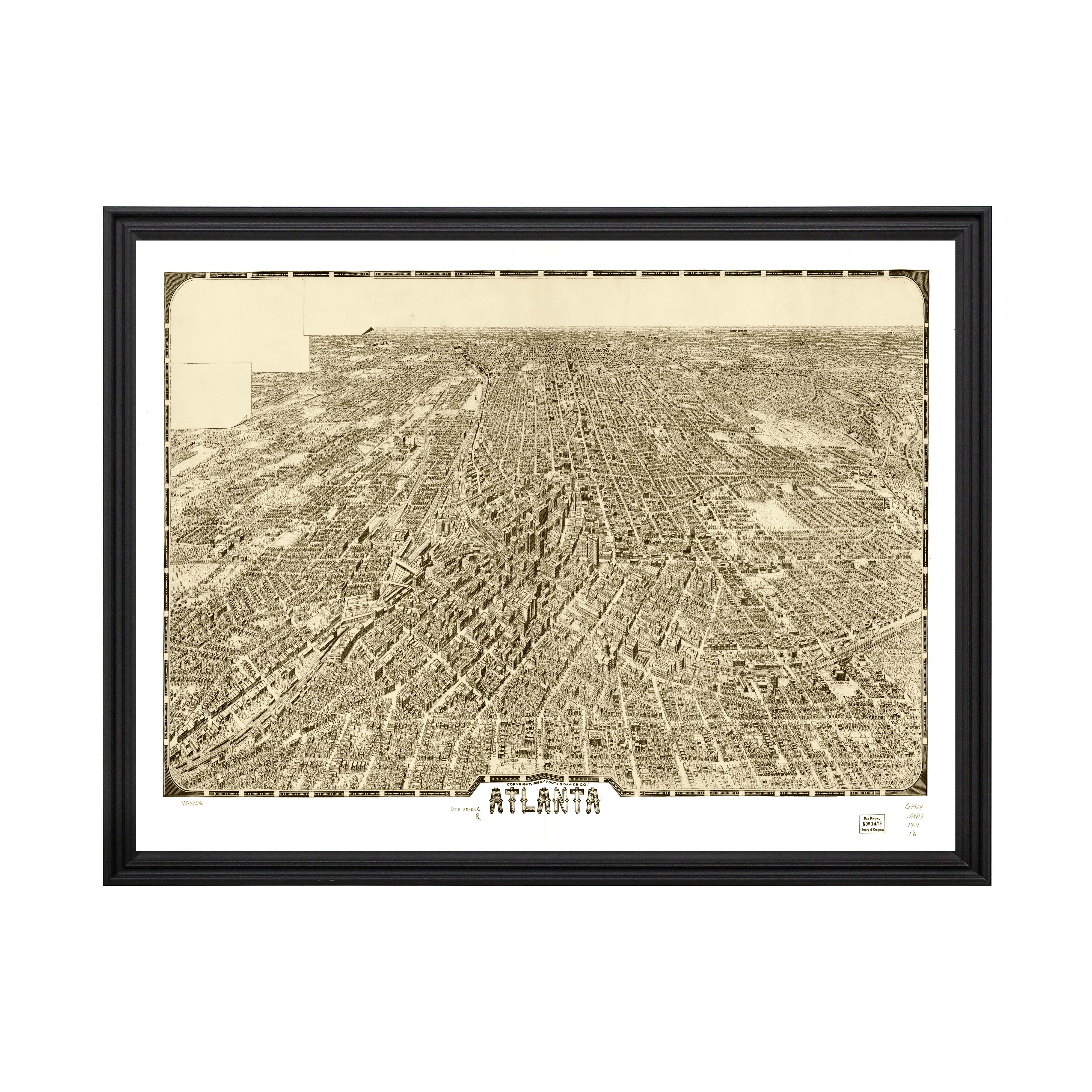 Atlanta Art, 1919 Vintage Map of Atlanta Georgia, GA History Wall Decor ...