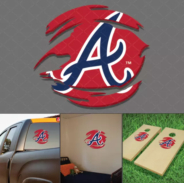 Atlanta Atlanta Baseball Team Distressed Scratched Decal, Torn Ripped ...