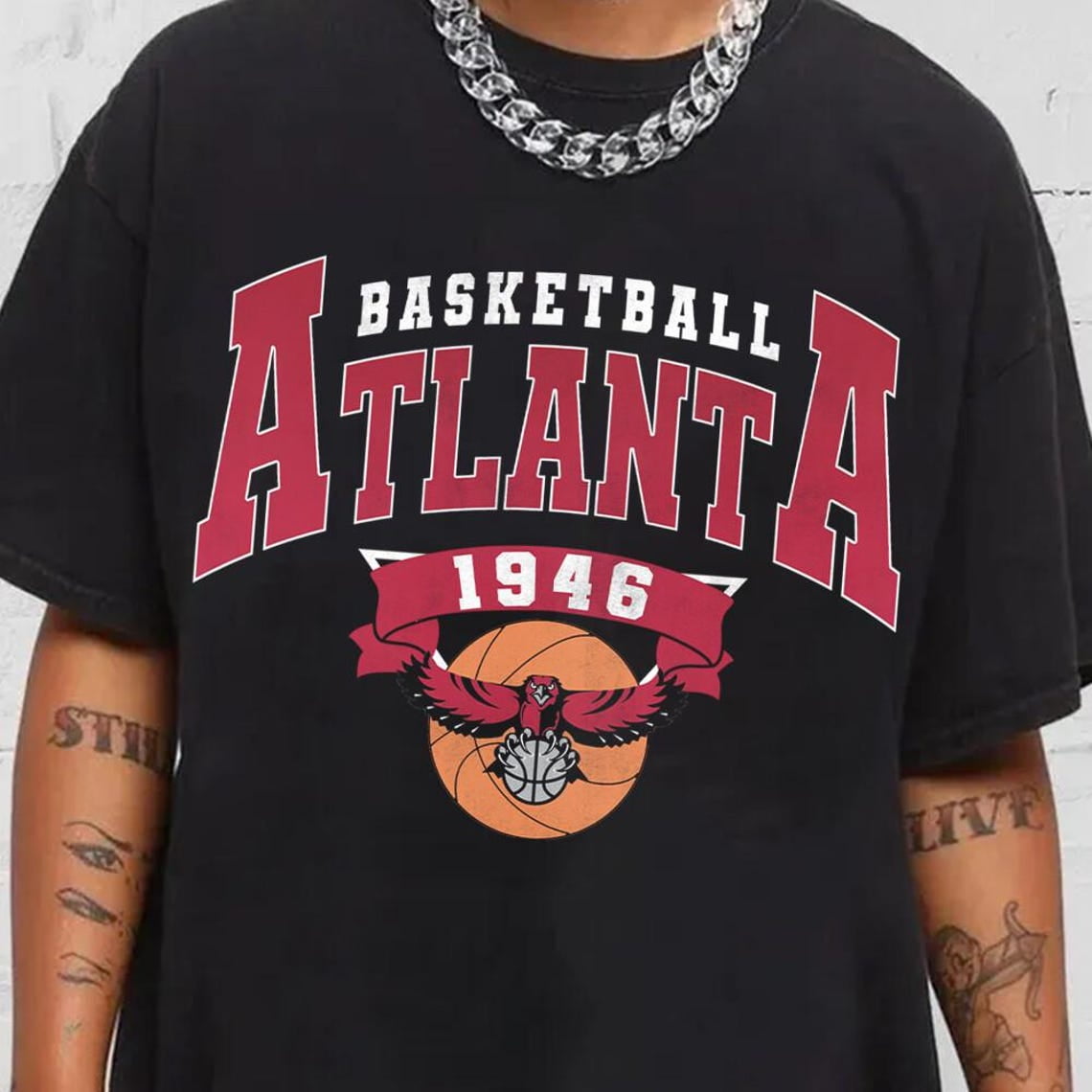 Atlanta Basketball Team Vintage 90s Crewneck Shirt, Hawks Basketball ...