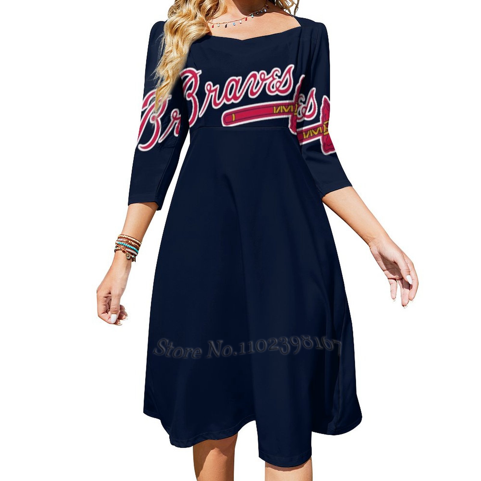 Atlanta City Flare Dress Square Neck Dress Elegant Female Fashion ...